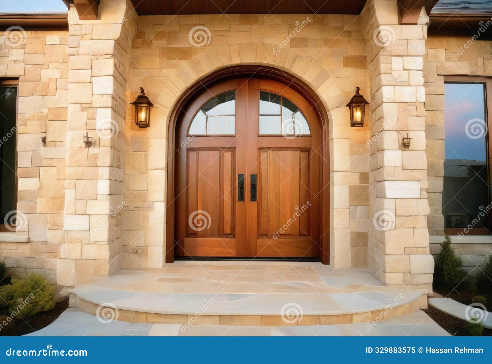 Contemporary House Entryway Featuring Natural Stone Wall Stock ...