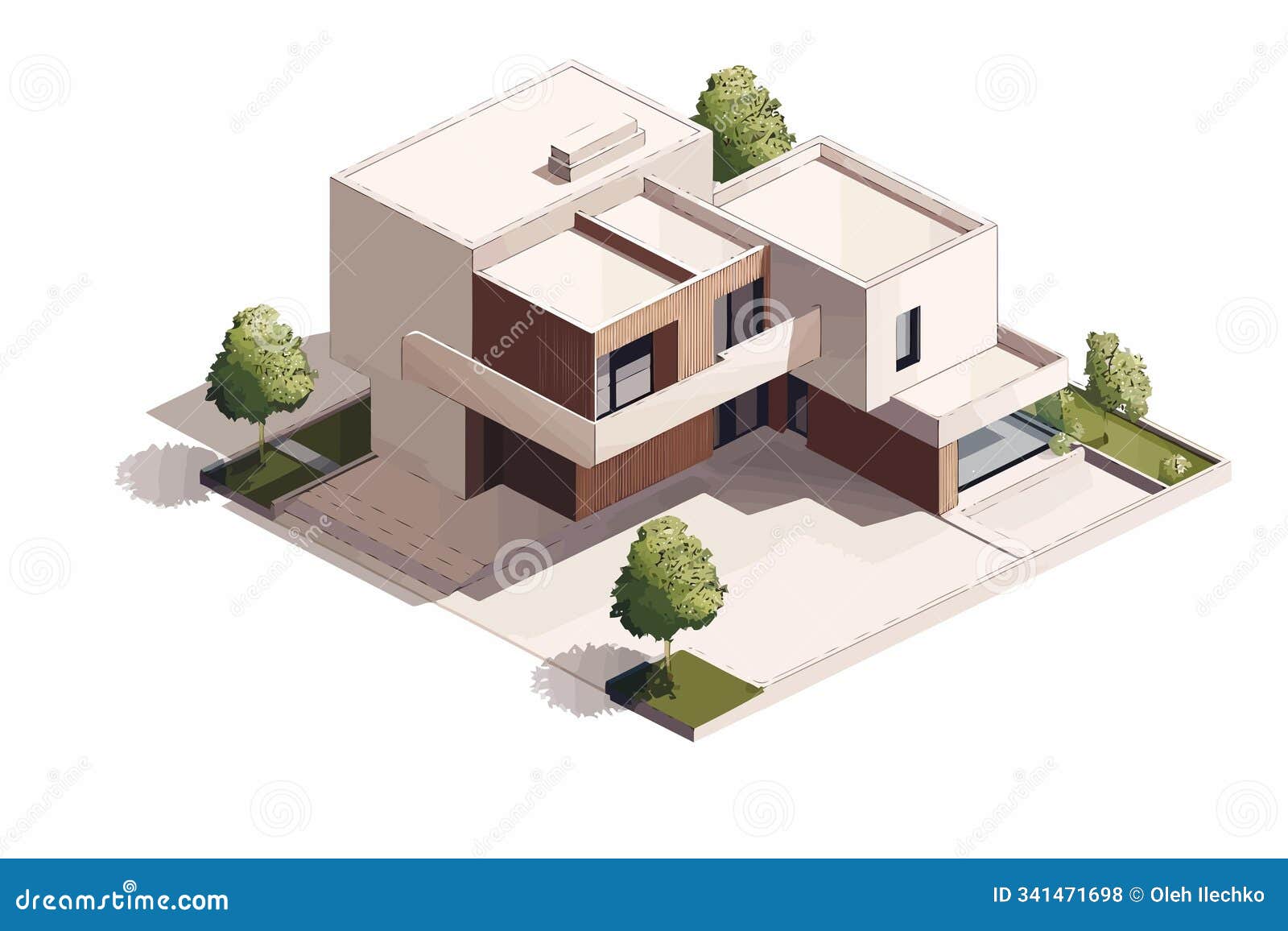 Contemporary House Isometric Architecture Isolated Stock Vector ...
