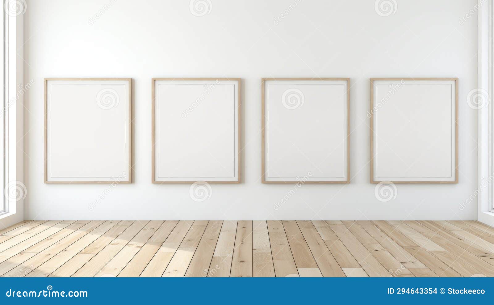 Contemporary Hyper-realistic Frames on White Wood Floor Stock ...