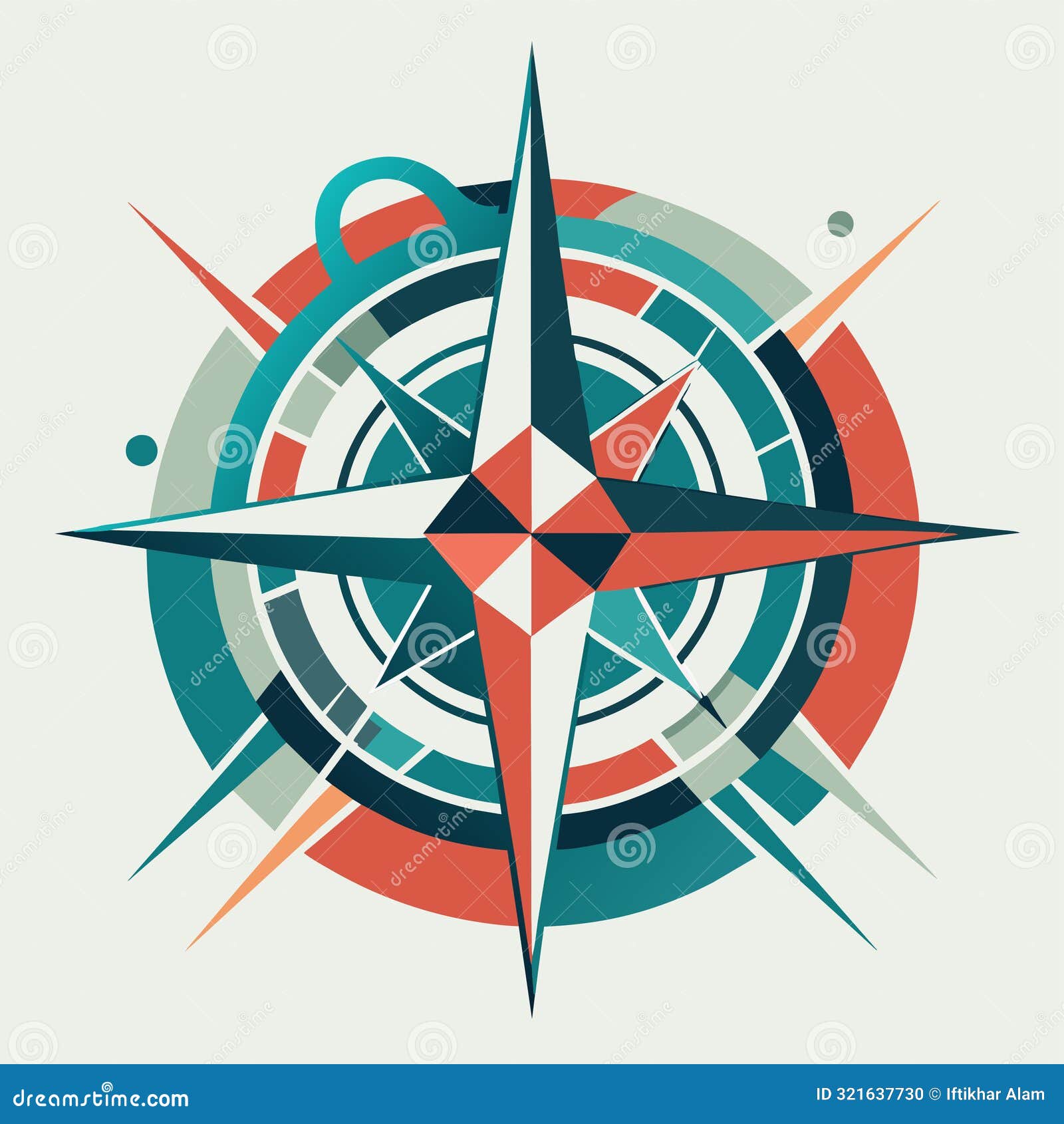 A Contemporary Illustration of a Compass with Geometric Patterns, an ...