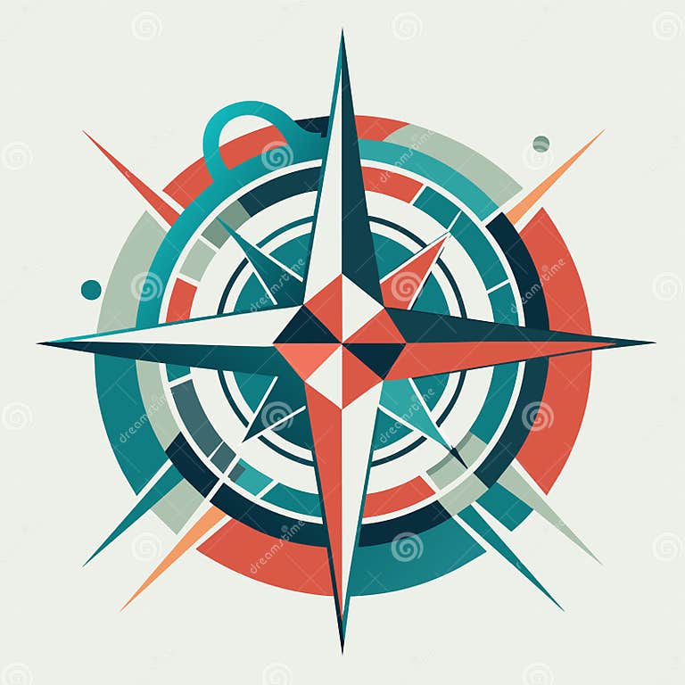 A Contemporary Illustration of a Compass with Geometric Patterns, an ...