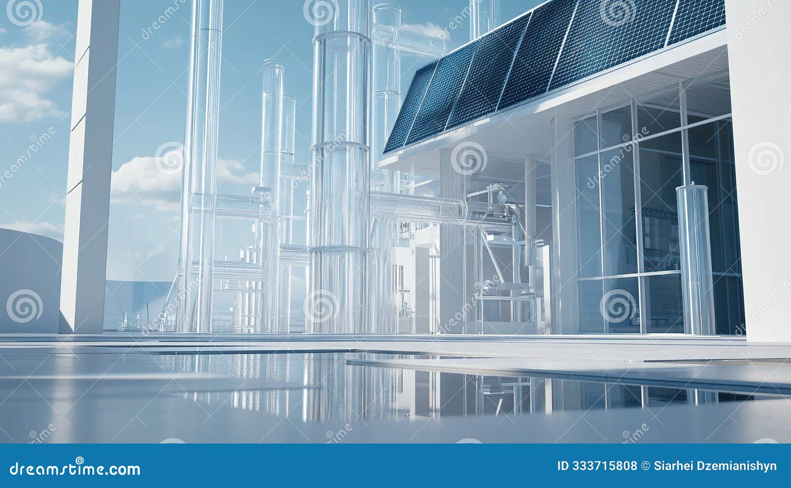 Modern Industrial Facility with Transparent Structures and Sleek ...