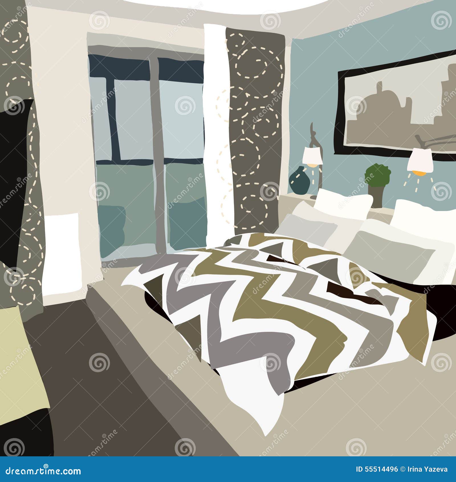 Contemporary Interior Doodle. Stock Vector - Illustration of house ...