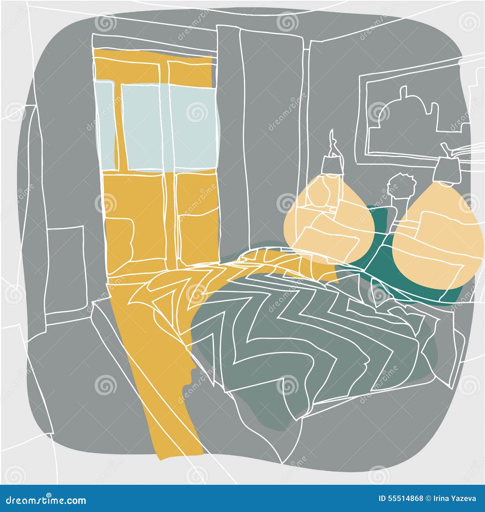 Contemporary Interior Doodle. Stock Vector - Illustration of ceiling ...