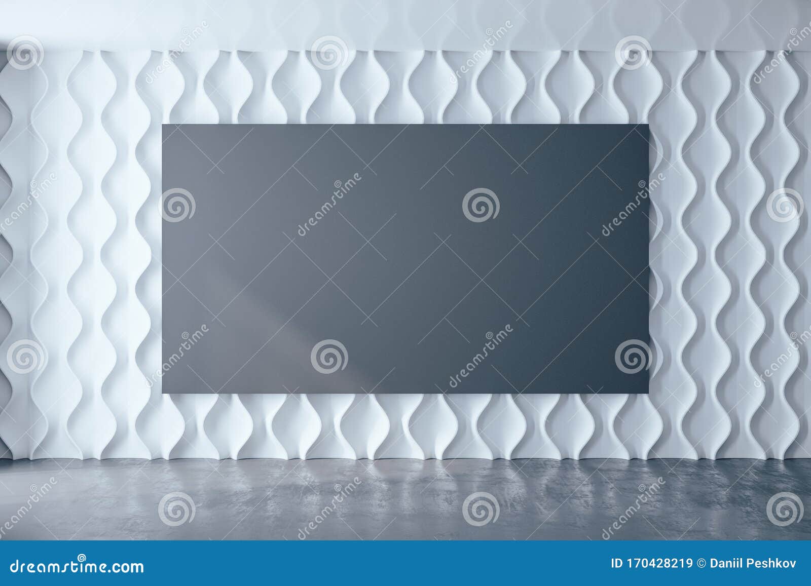 Contemporary Interior Room with Empty Banner Stock Illustration ...
