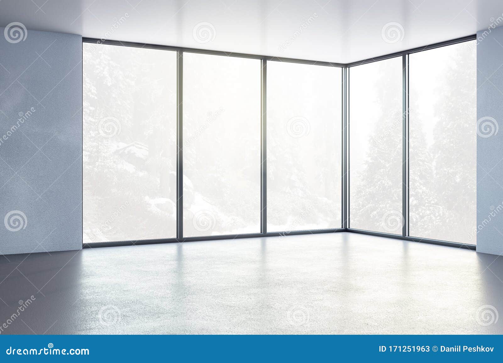 Contemporary Interior Room with Window on City View Stock Illustration ...