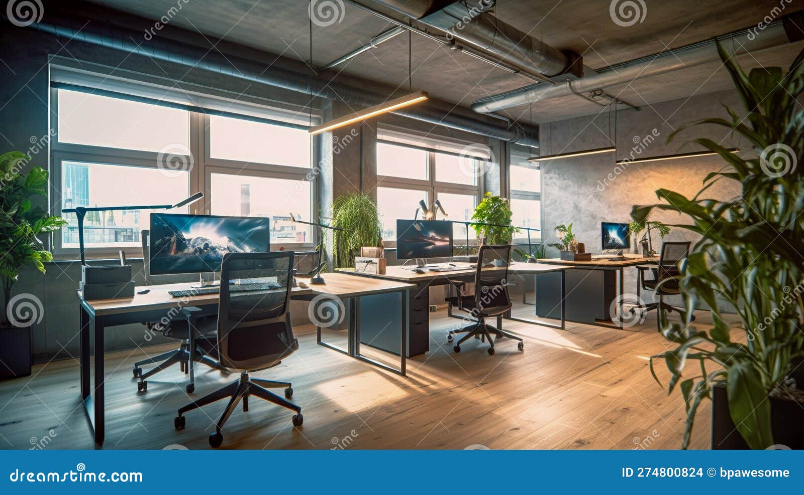 Contemporary and Inviting Workspace with Comfortable Workstations and ...