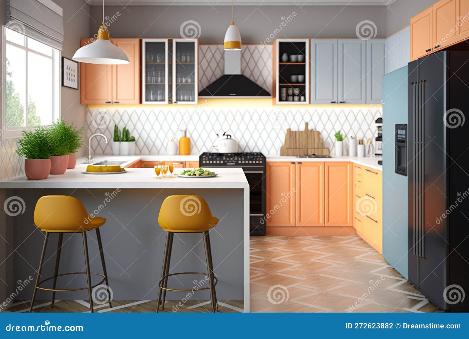 Contemporary Kitchen a 3D Rendering of Modern Interior Design Ai ...
