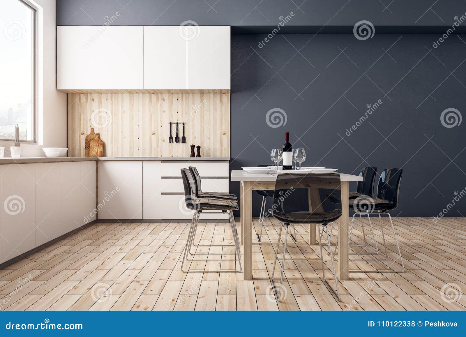 Contemporary Kitchen Interior Stock Photo - Image of interior, modern ...