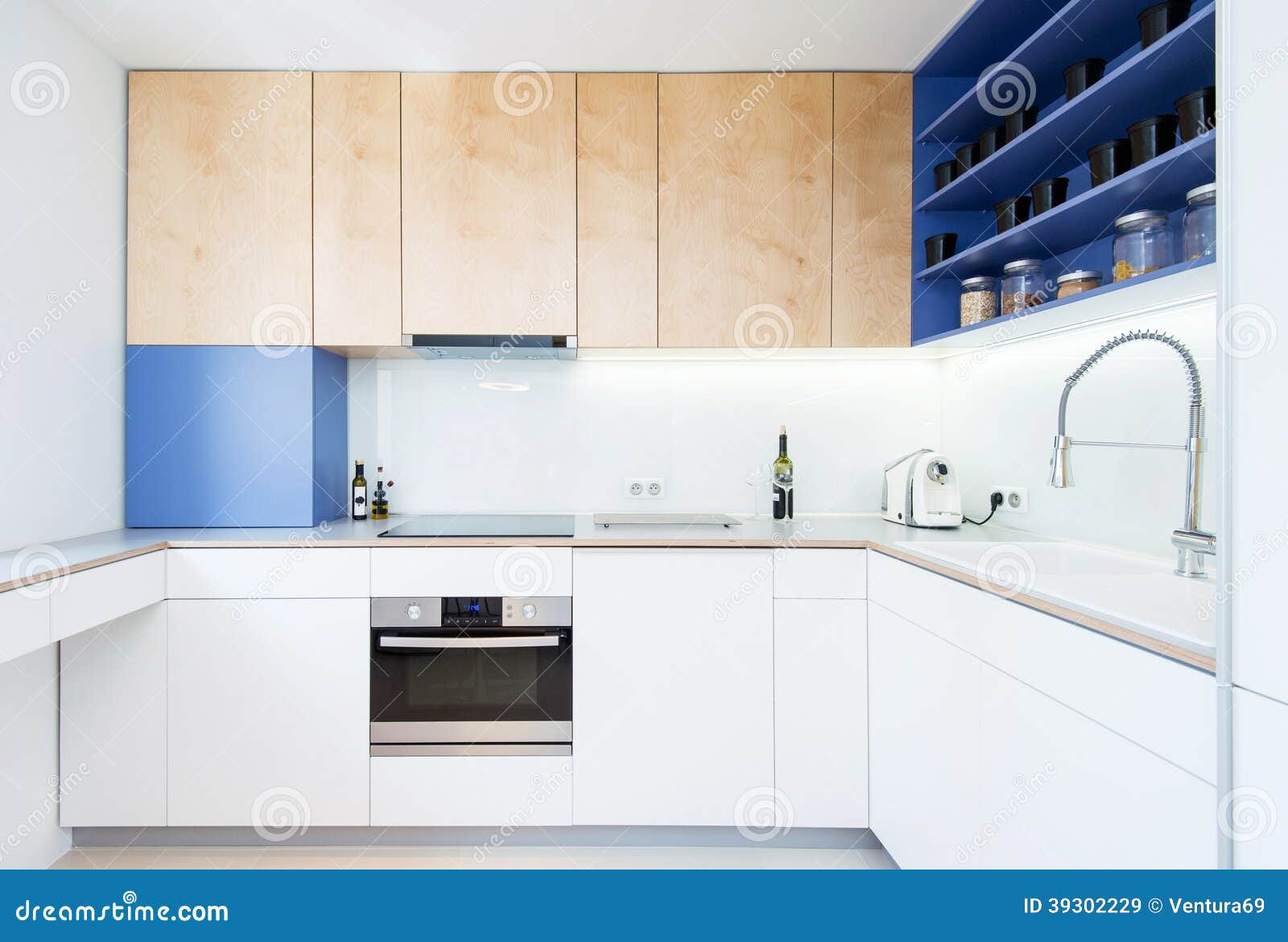 Contemporary Kitchen Interior Stock Image - Image of cabinets, kitchen ...