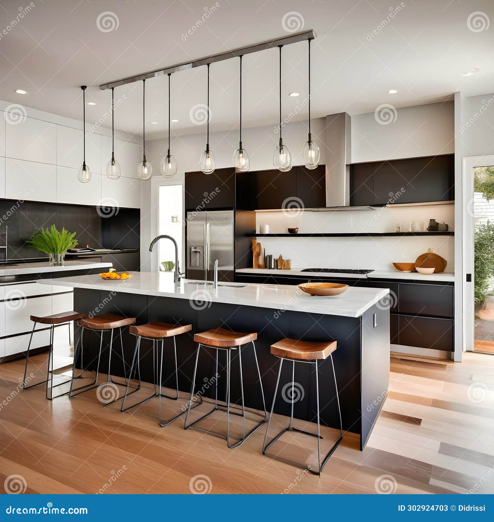 A Contemporary Kitchen is Sleek and Spotless Stock Illustration ...