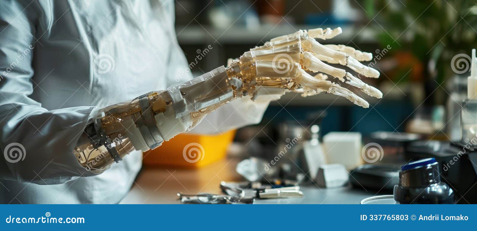 A Detailed View of a Robotic Arm Being Assembled in a Modern Laboratory ...