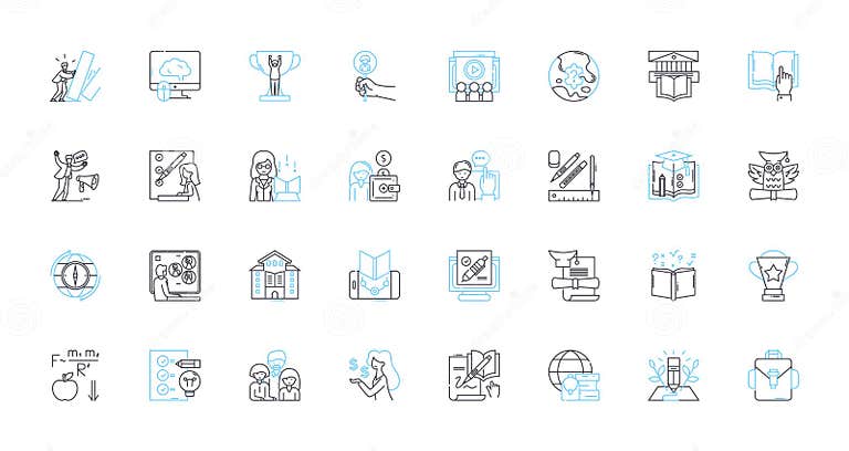 Contemporary Learning Linear Icons Set. Adaptive, Collaborative ...