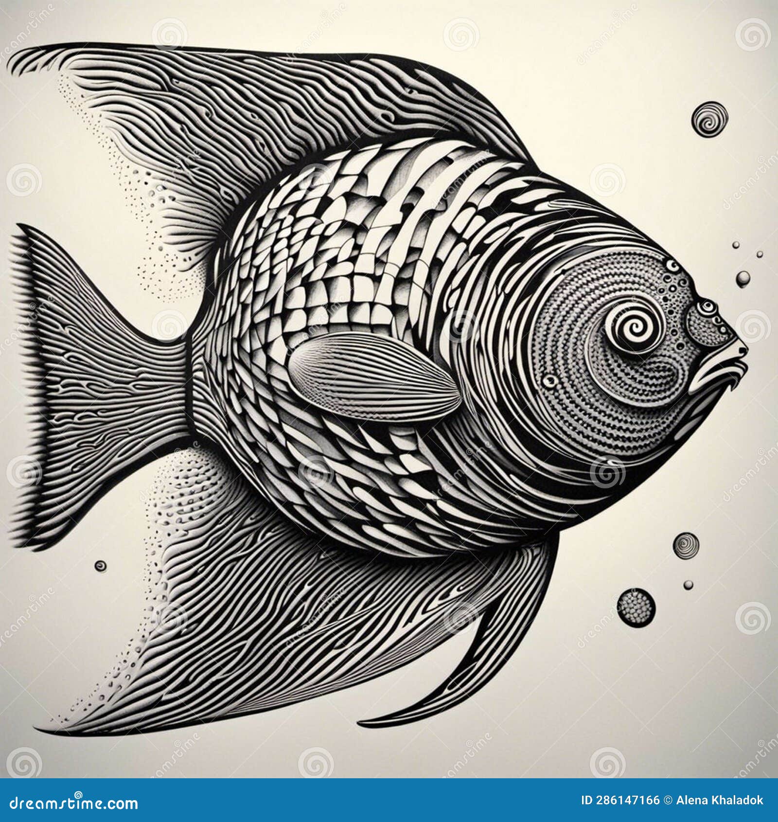Phantasmagoric op art fish stock illustration. Illustration of modern ...