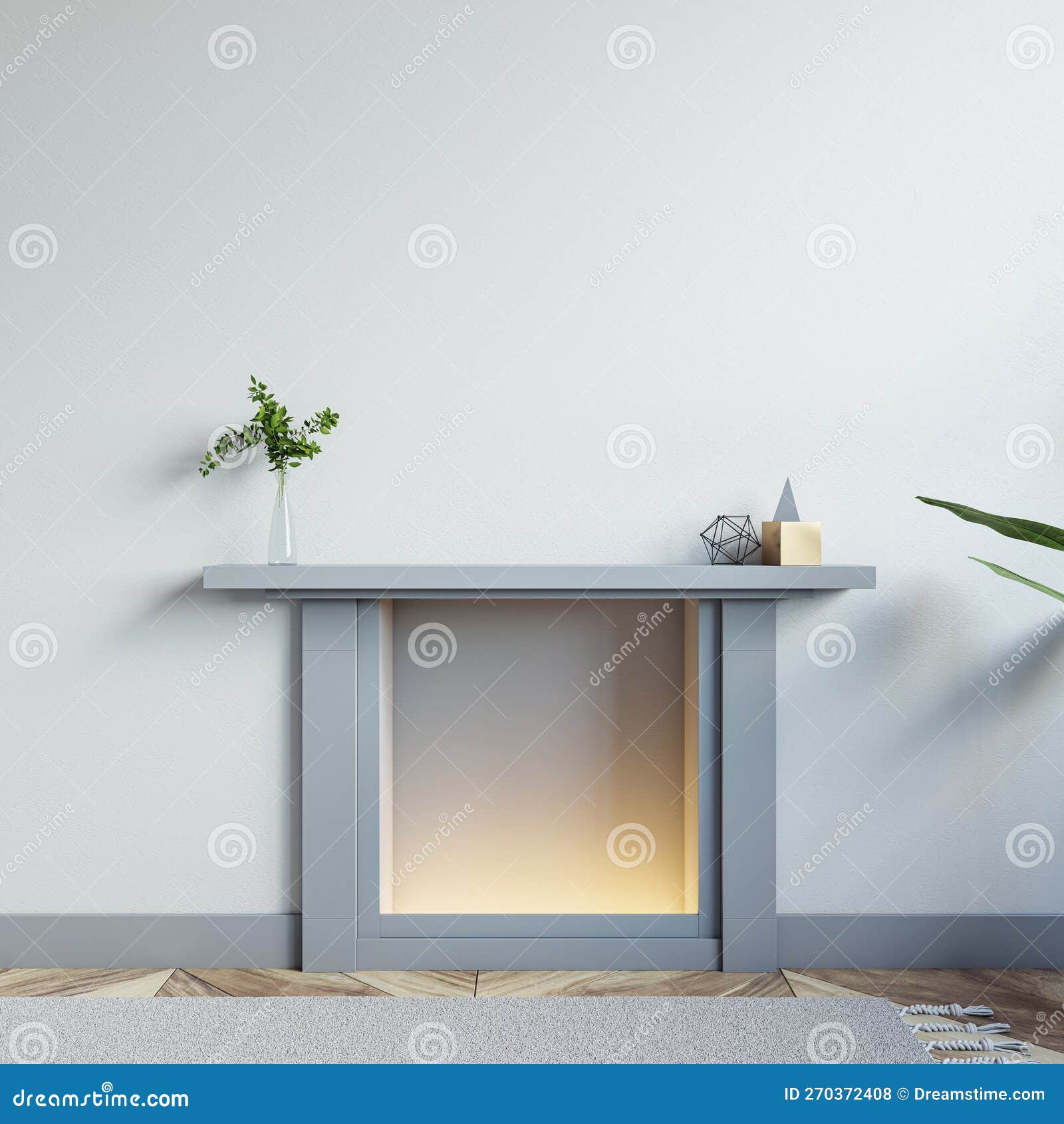 Contemporary Living Room Interior with Wall Installation and Empty Mock ...