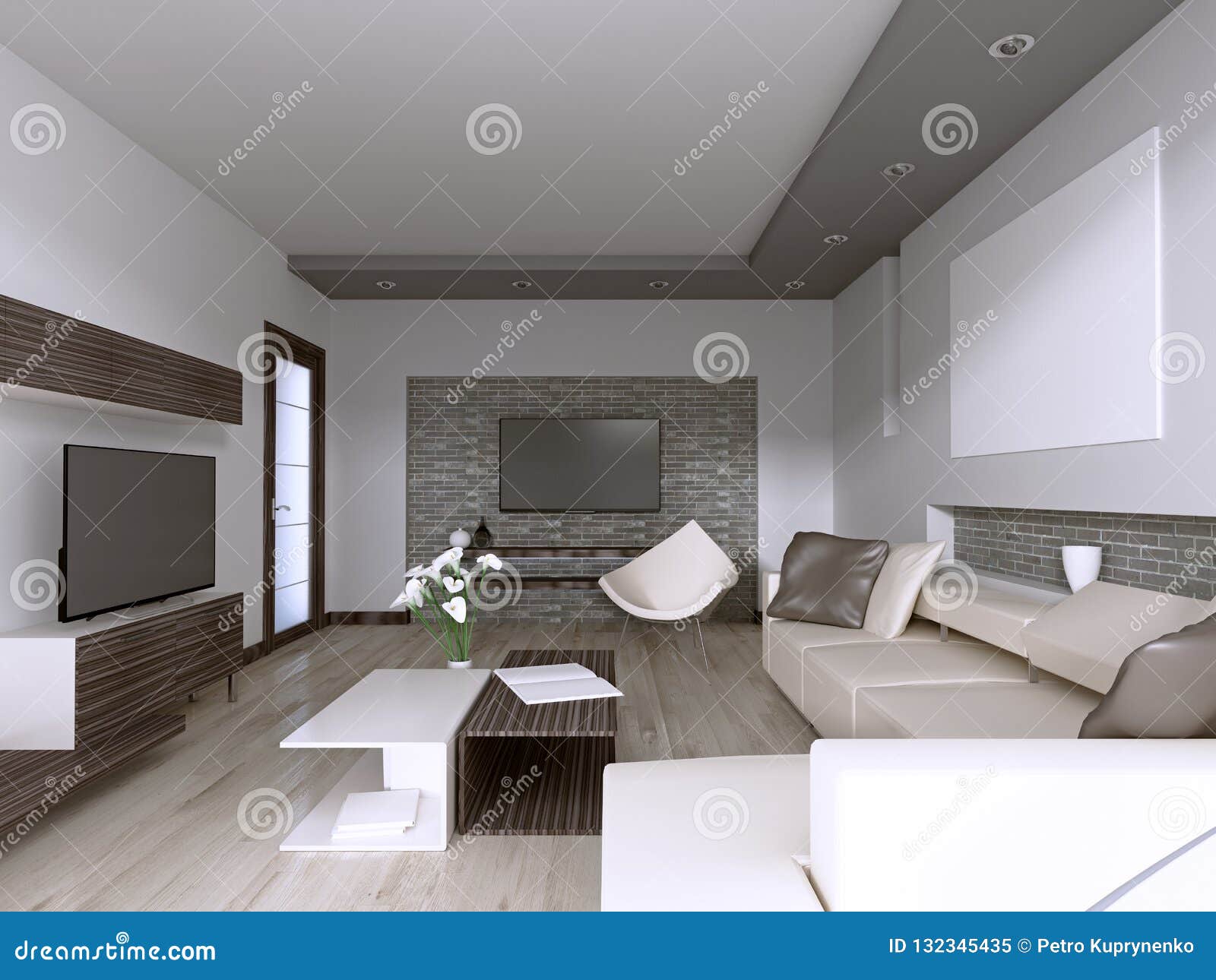 Contemporary Living Room with Large Window Overlooking the Backyard ...