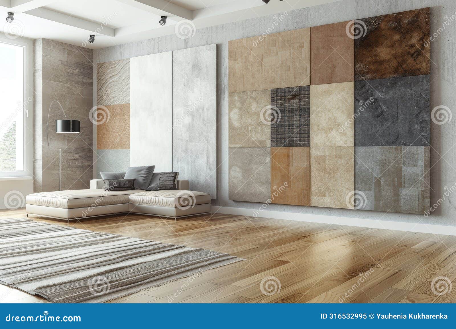 Contemporary Living Room Wallpapers Showcase Stock Illustration ...