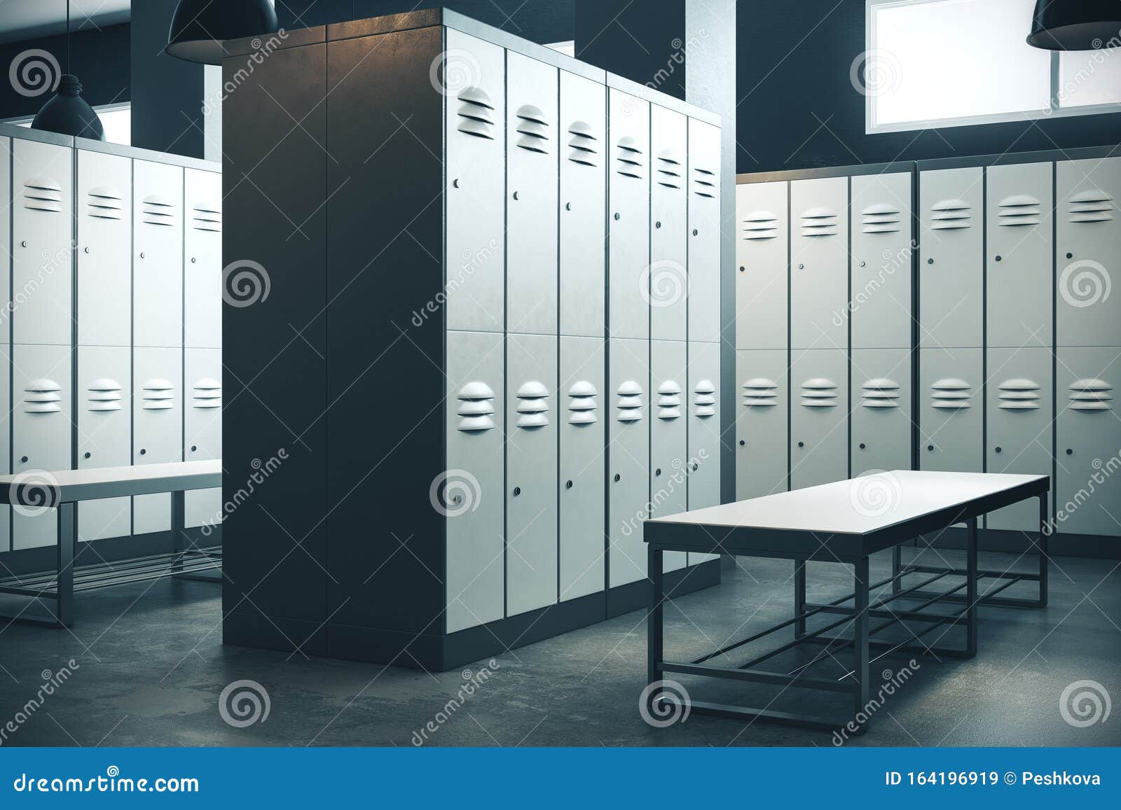 Contemporary Locker Room Interior Stock Illustration - Illustration of ...
