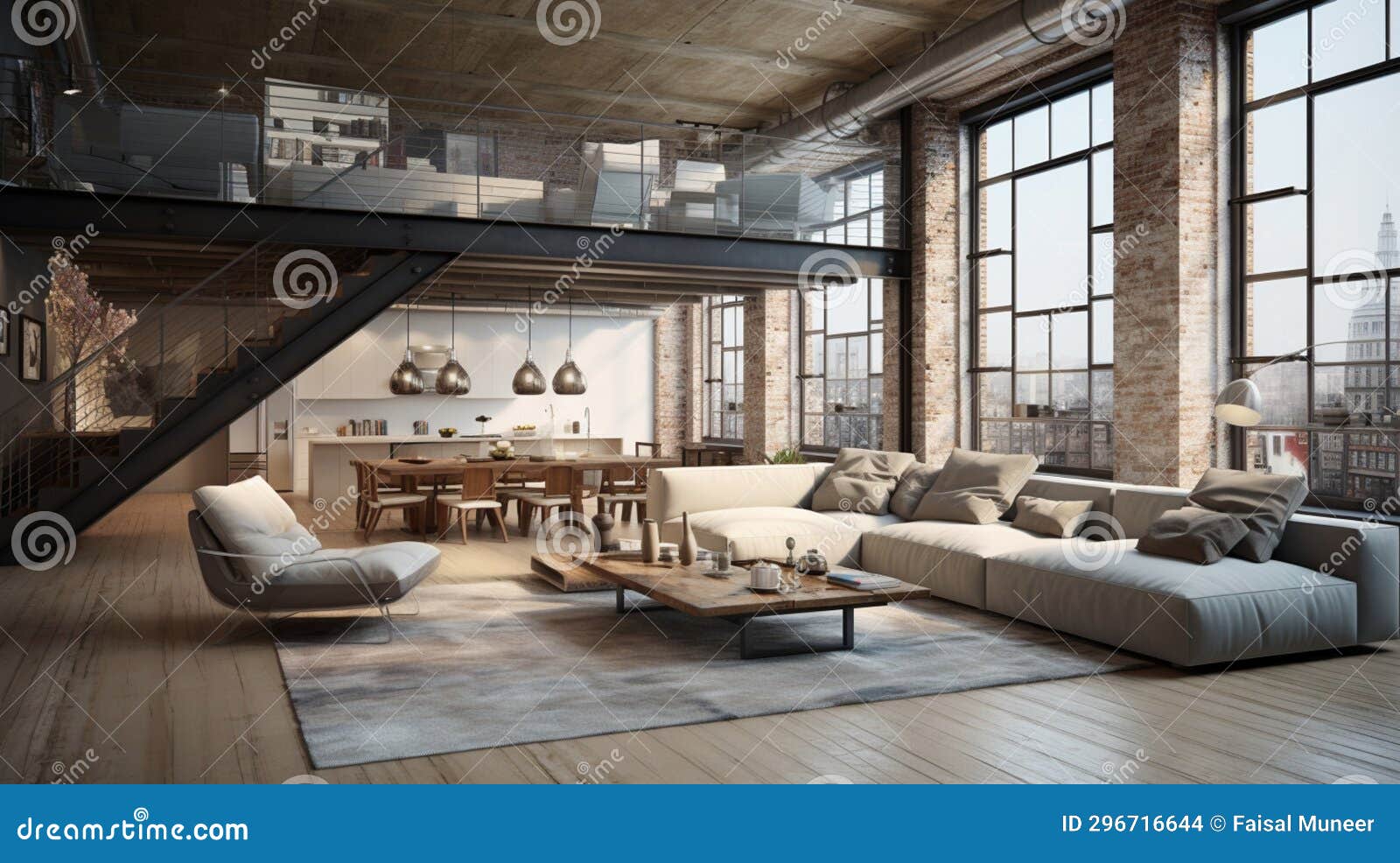 A Contemporary Loft Apartment with an Open Floor Plan Stock ...