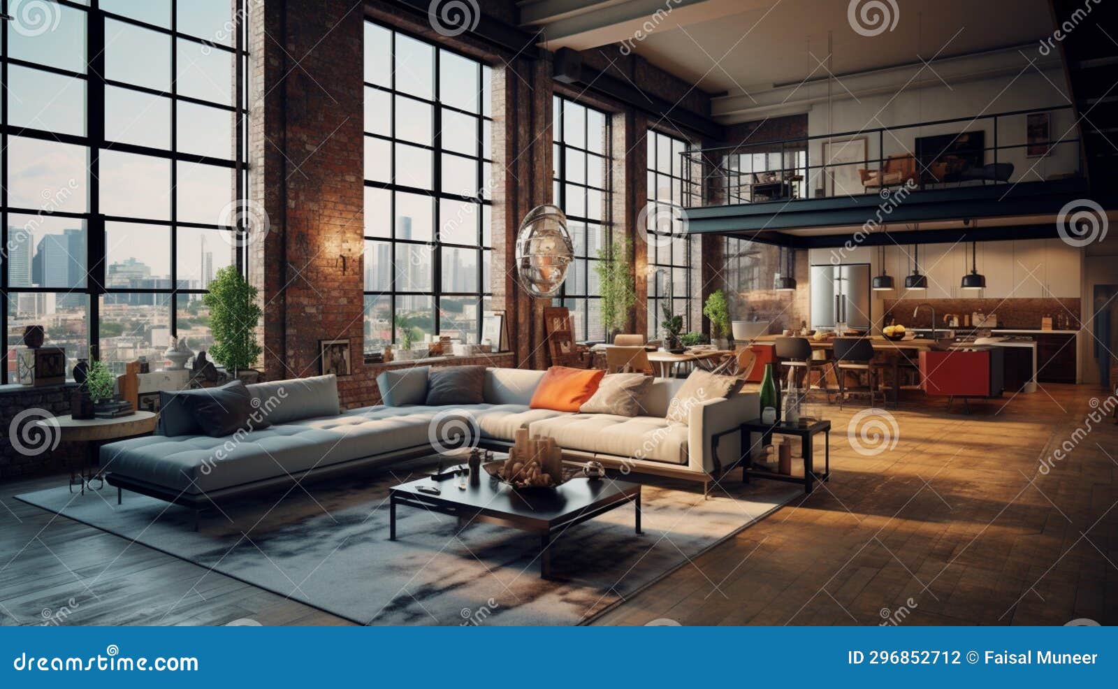 A Contemporary Loft Apartment with an Open Floor Plan Stock ...