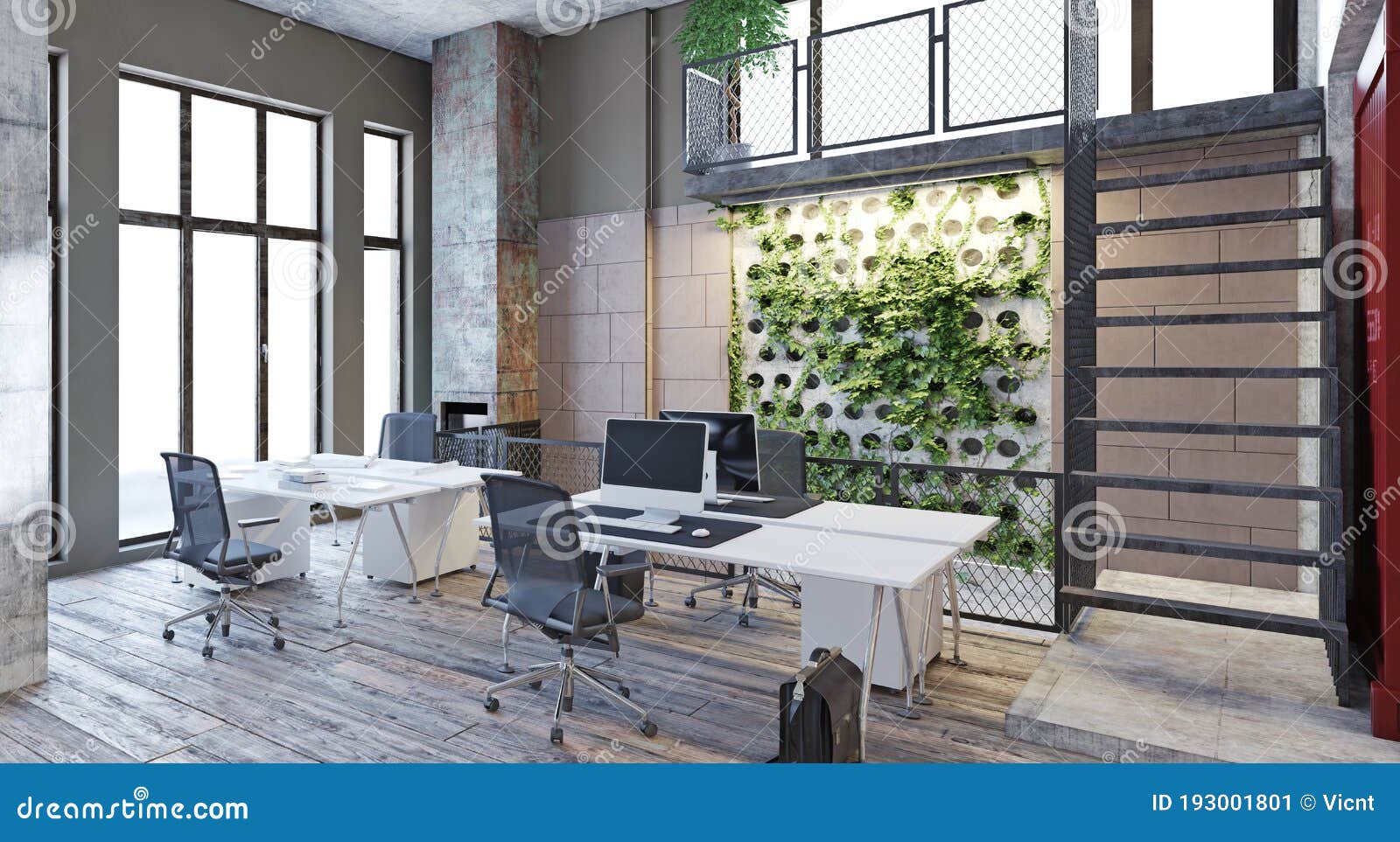 Contemporary loft office stock illustration. Illustration of background ...