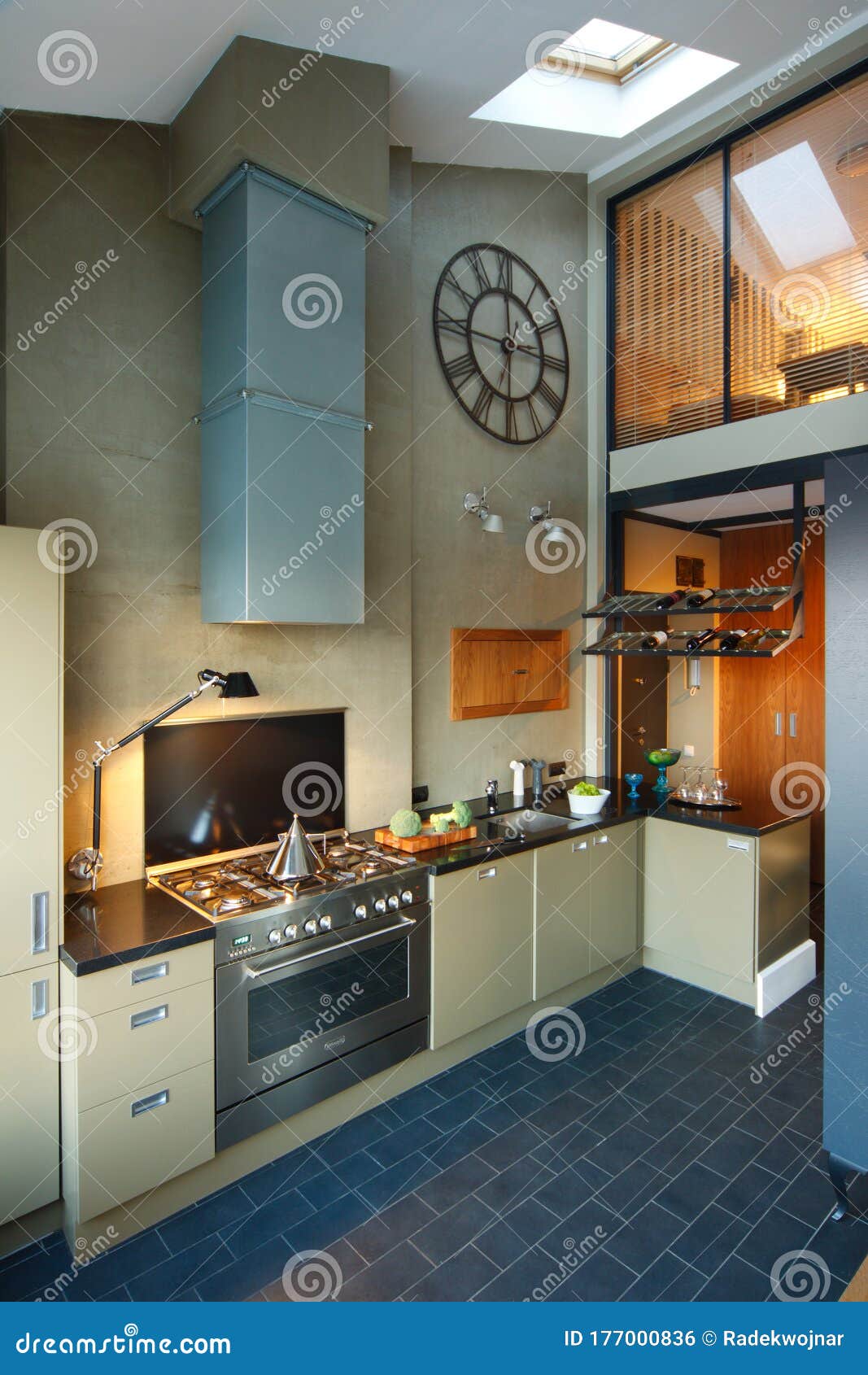 Loft Style Kitchen stock photo. Image of house, background - 177000836