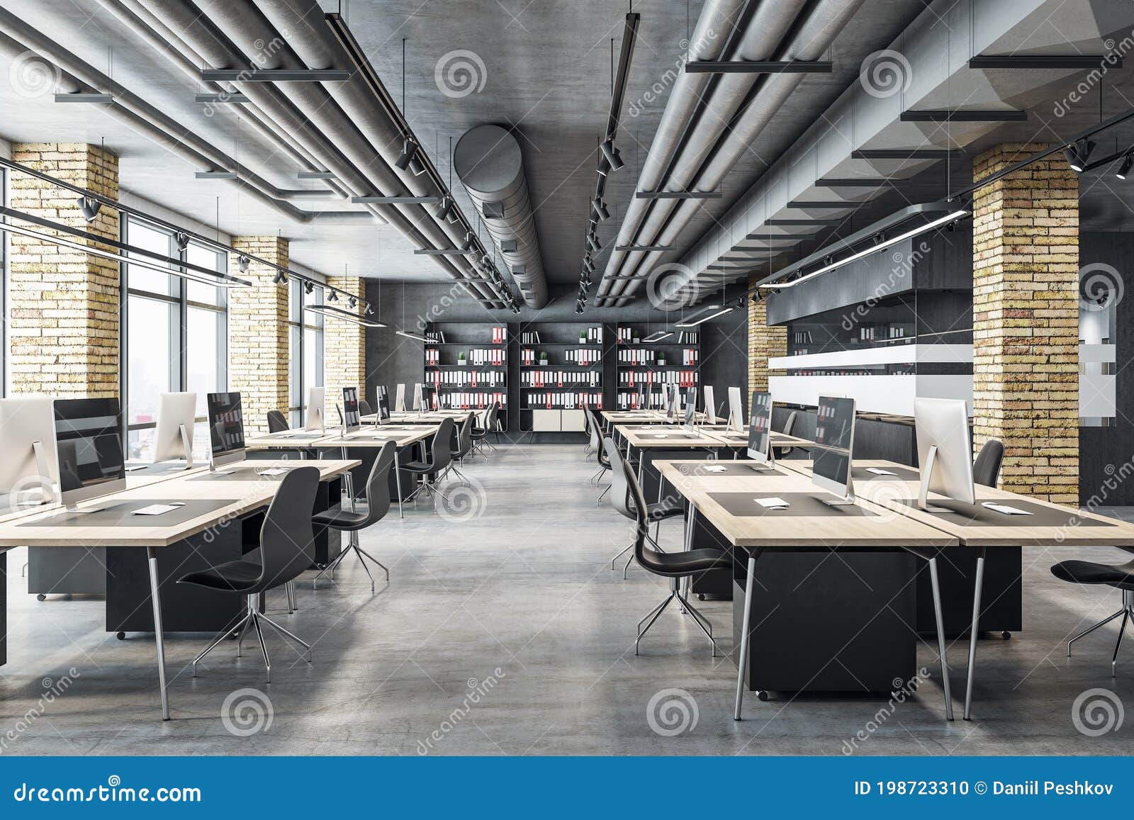 Contemporary Loft Style Office Interior Stock Illustration ...