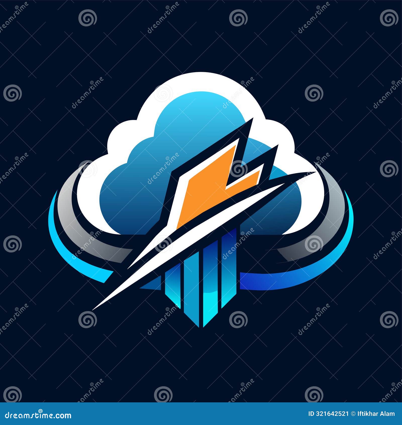 A Contemporary Logo Featuring a Stylized Cloud with a Bold Arrow and ...
