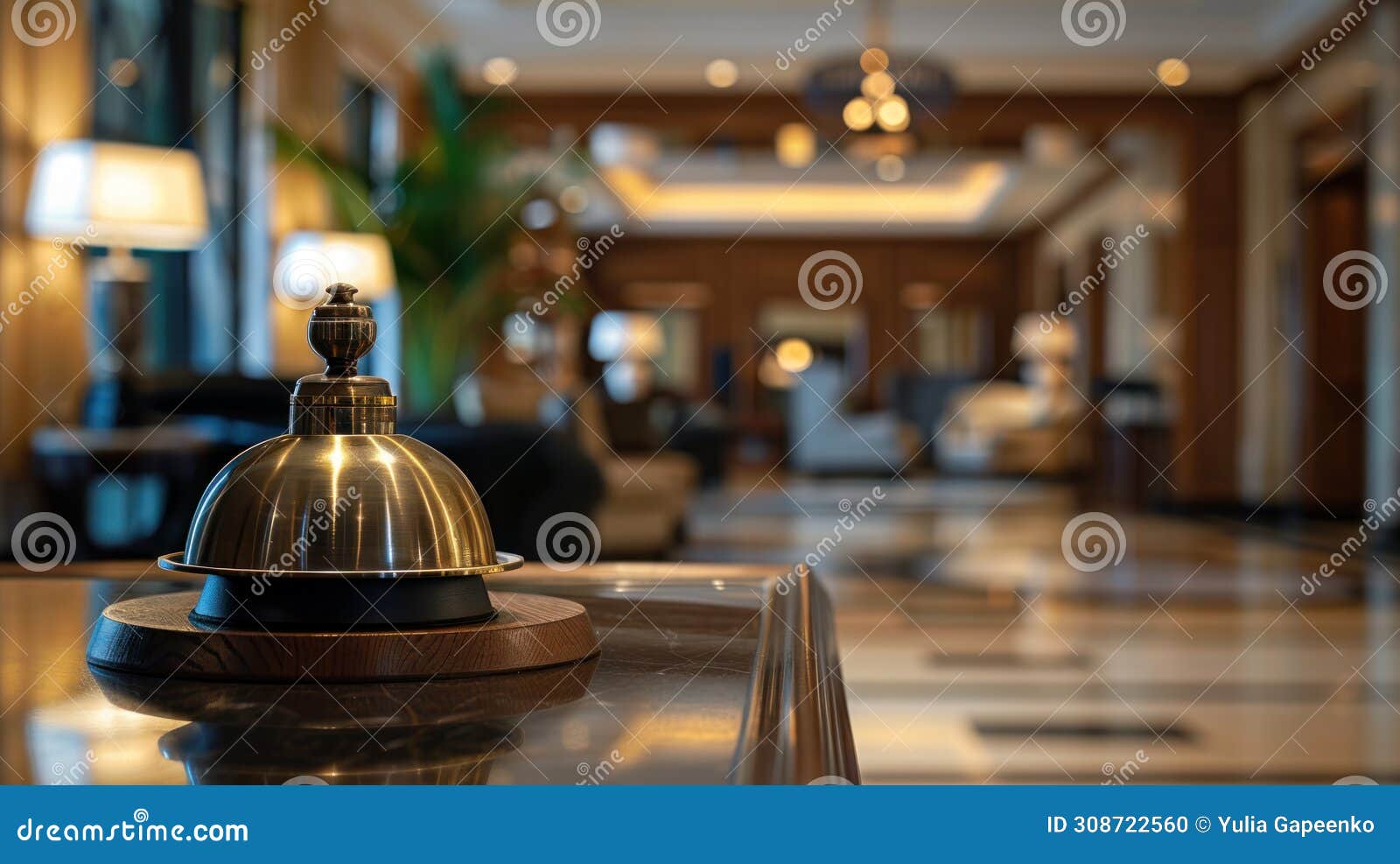 Contemporary Luxury Hotel Front Desk with a Bell Stock Photo - Image of ...