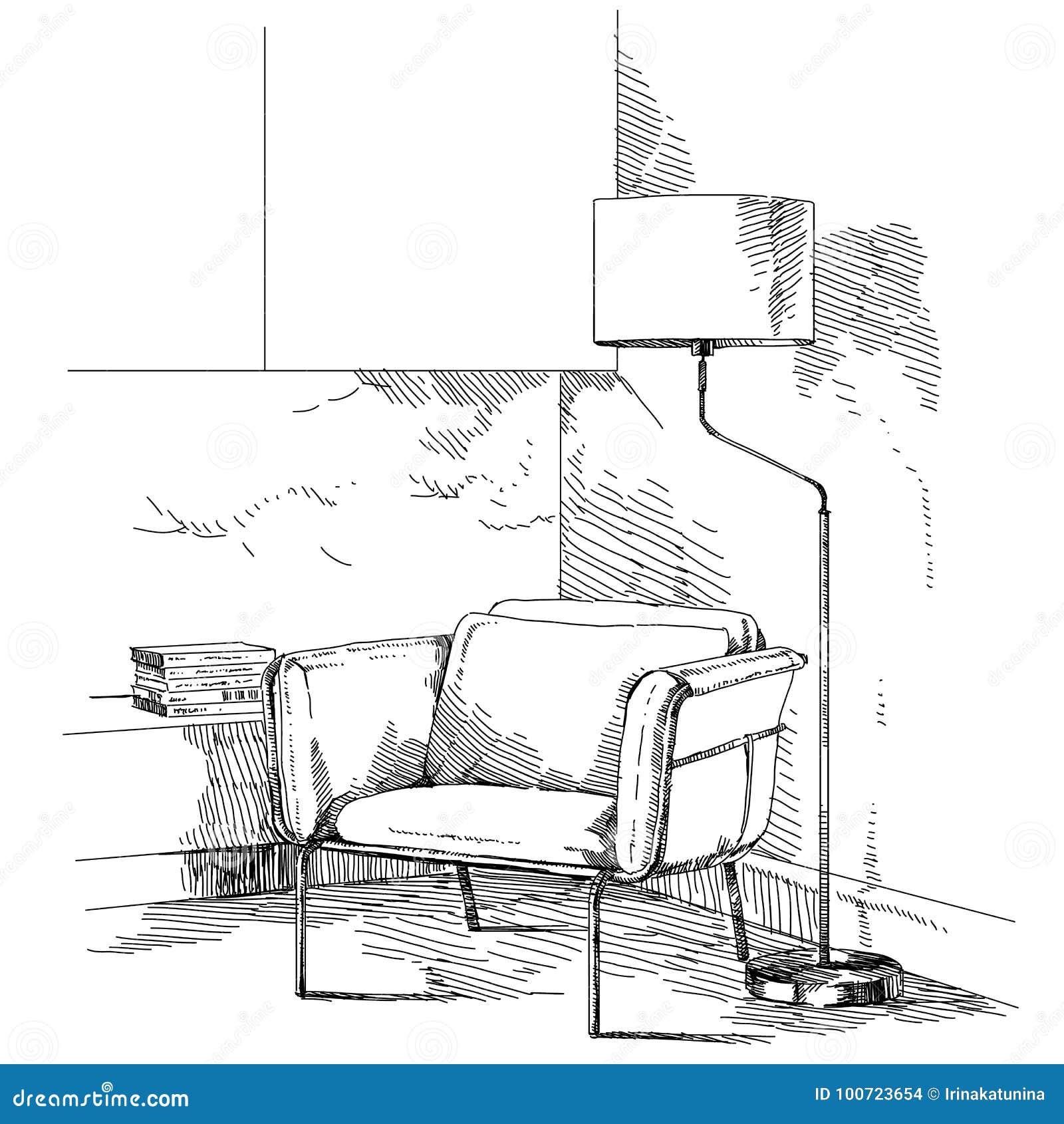 Modern Interior Hand Drawing Vector. Stock Vector - Illustration of ...