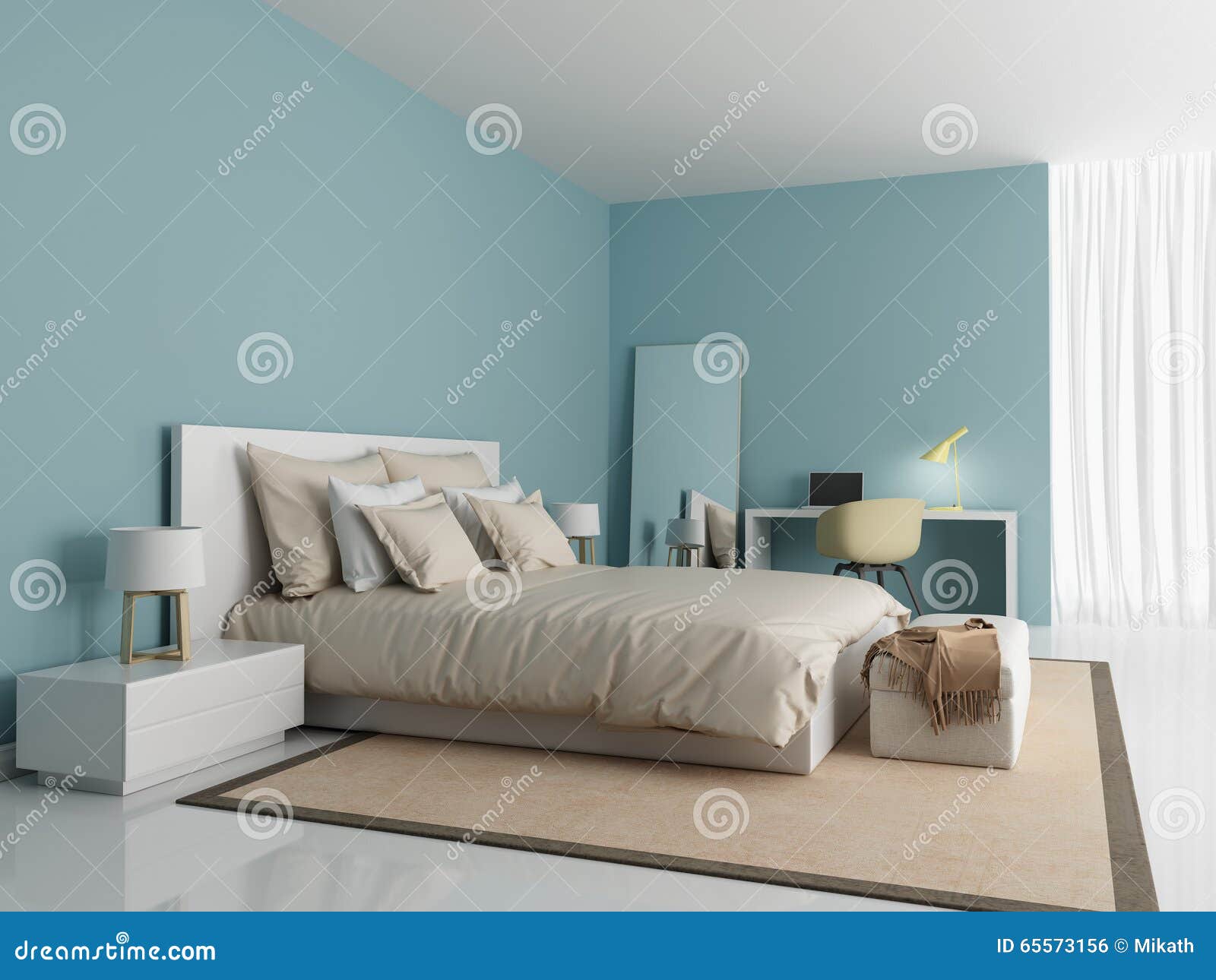 Contemporary Modern Wooden Single Bed, Top View, Isolated On White ...
