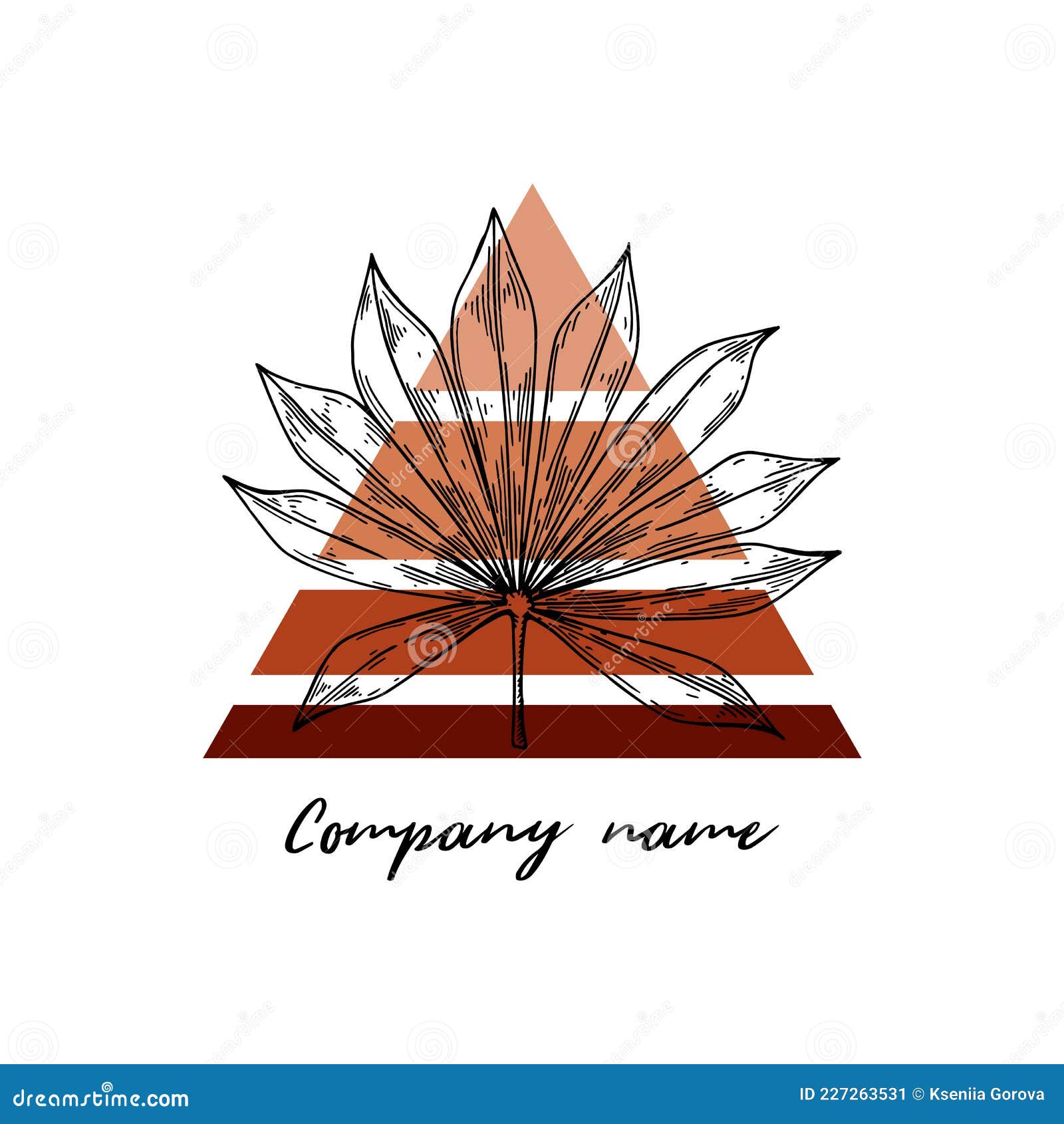 Contemporary Modern Logo with Hand Drawn Plant Element. Vector ...