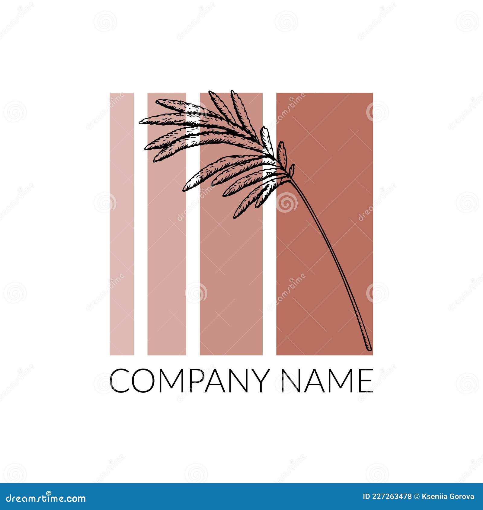 Contemporary Modern Square Logo with Hand Drawn Plant Element. Vector ...