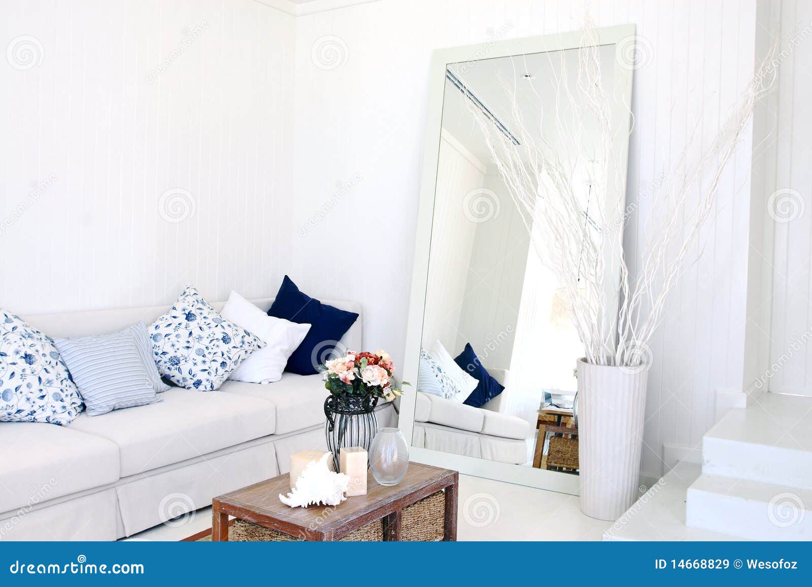 Contemporary Modern White Interior Living Room Stock Image - Image of ...