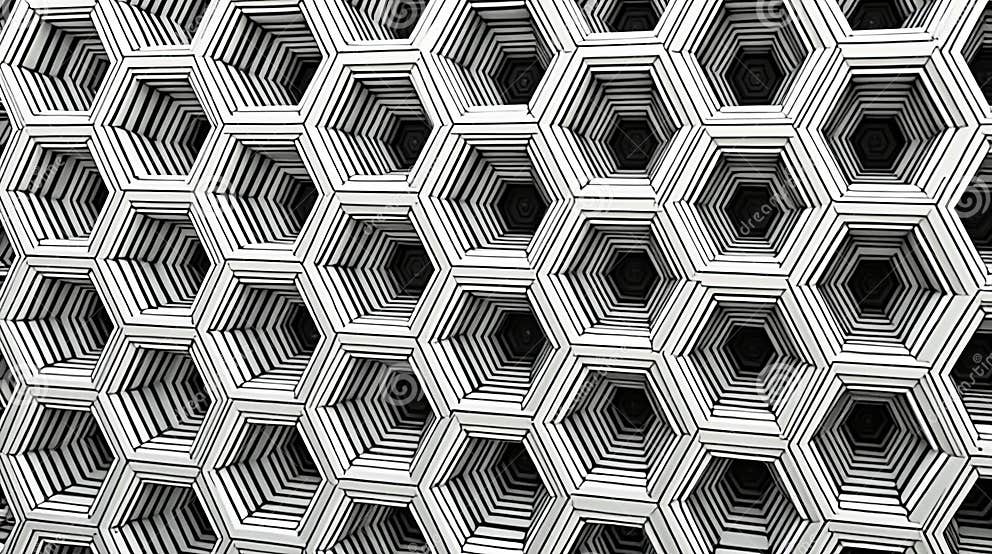 Contemporary Monochrome Interlocking Hexagon Pattern Design Stock ...