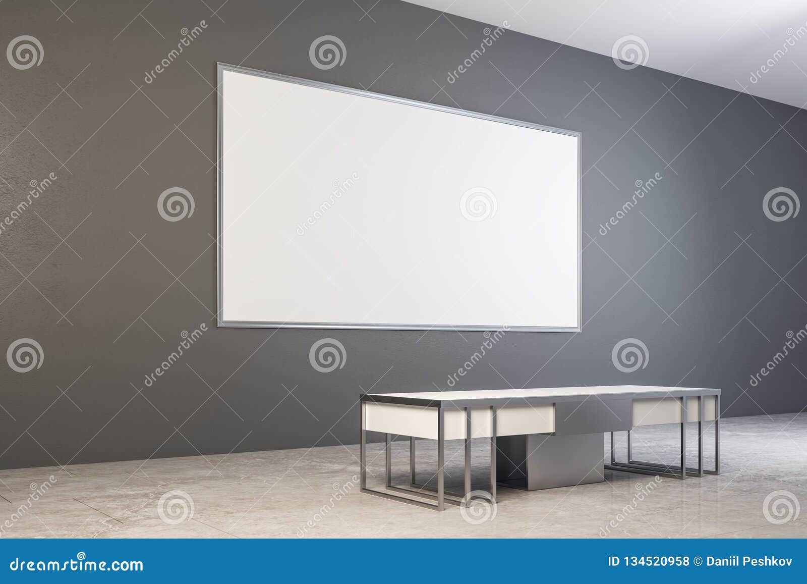 Contemporary Museum with Empty Frame Stock Illustration - Illustration ...