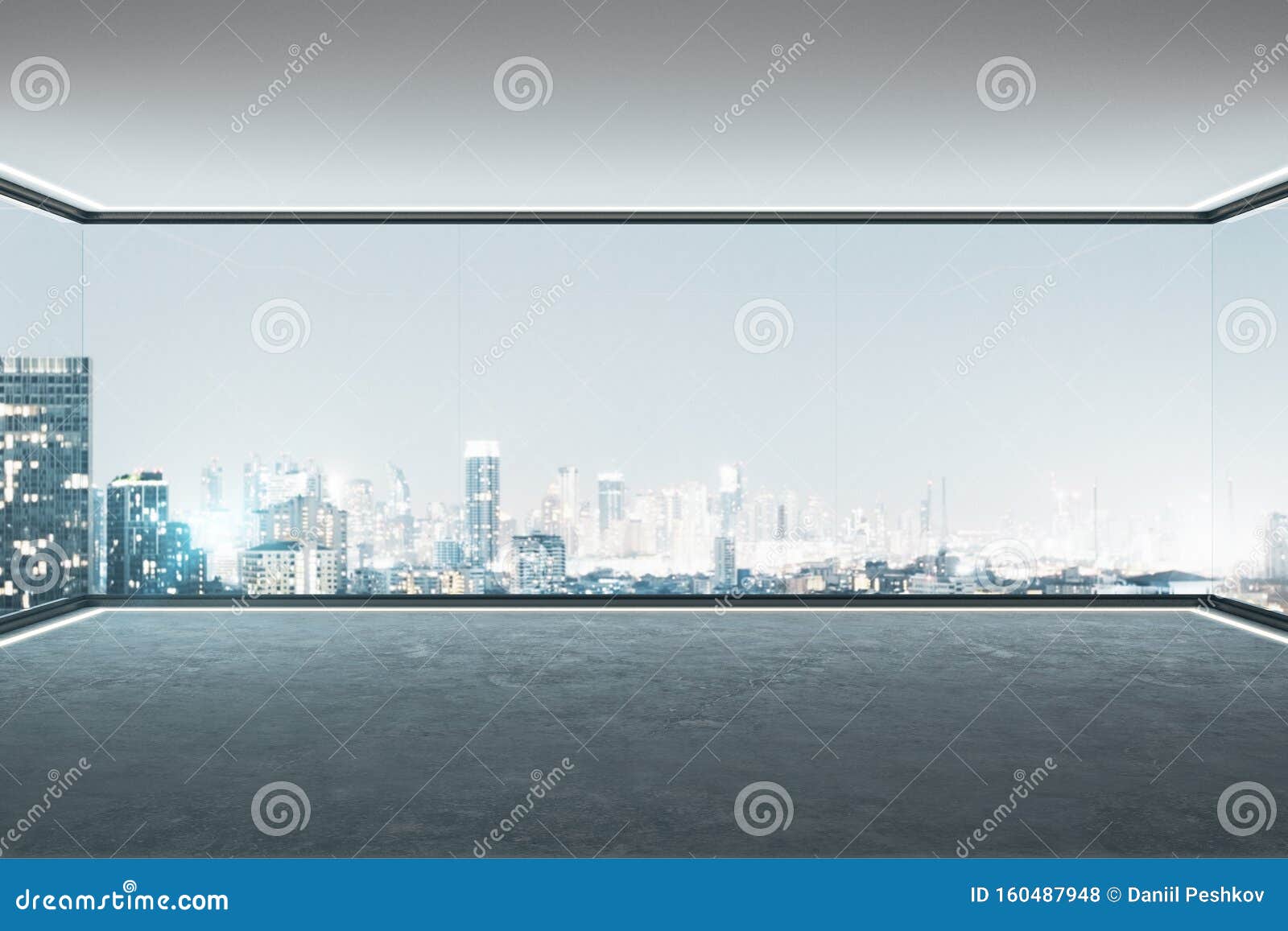 Contemporary Office with City View Stock Illustration - Illustration of ...