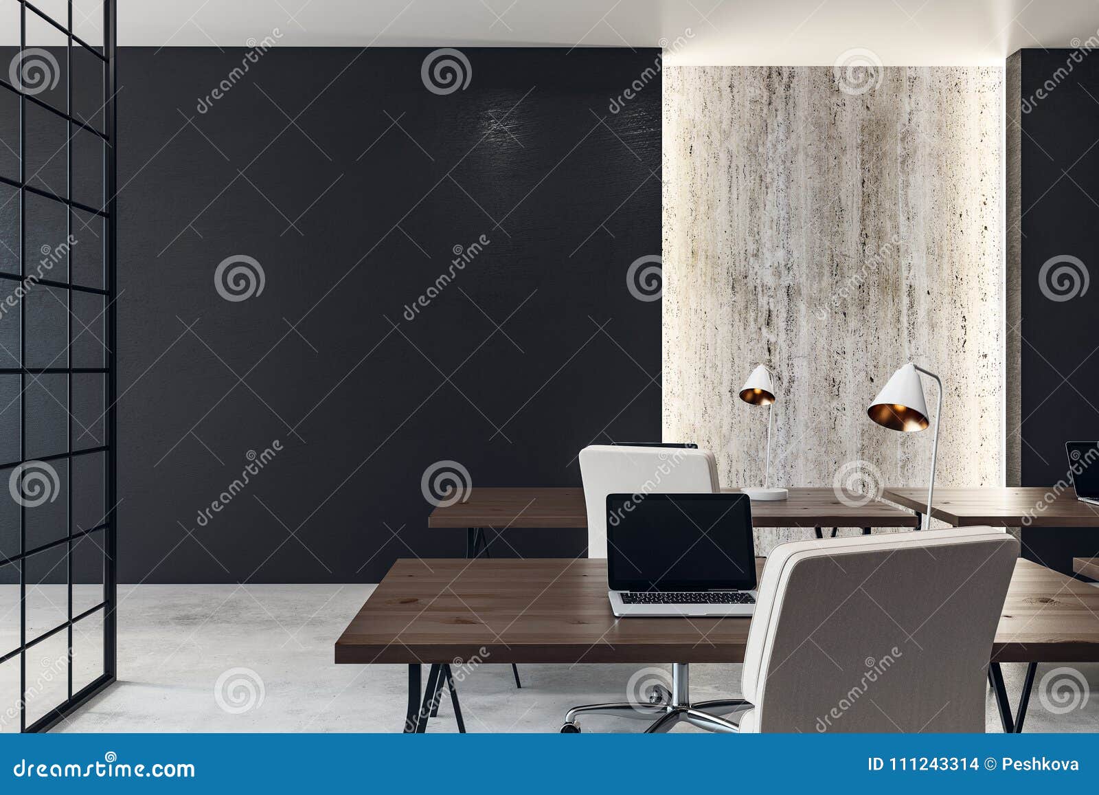 Contemporary Office with Copy Space Stock Photo - Image of electronic ...