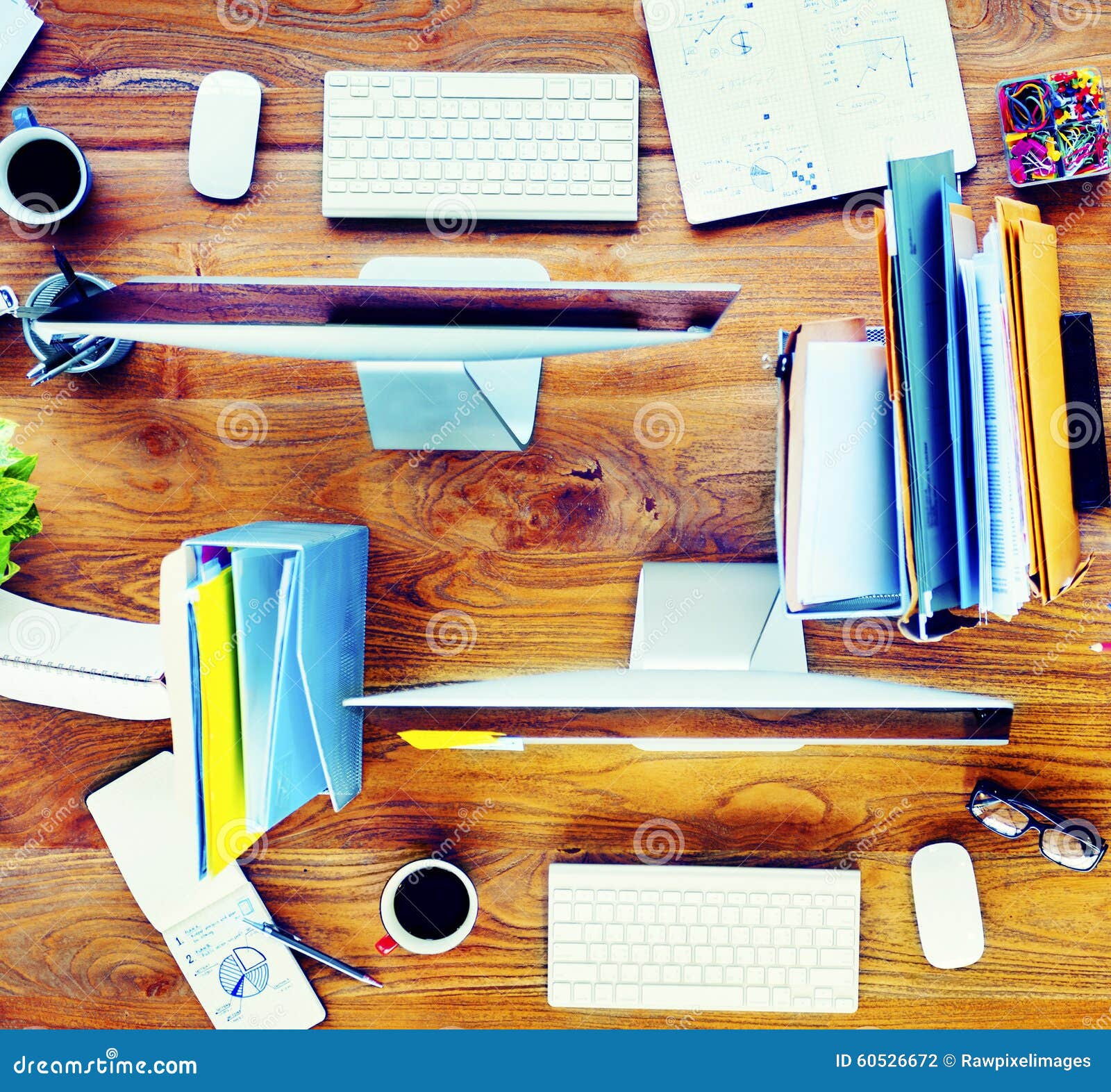 Contemporary Office Desk Computers Office Tools Concept Stock Photo ...