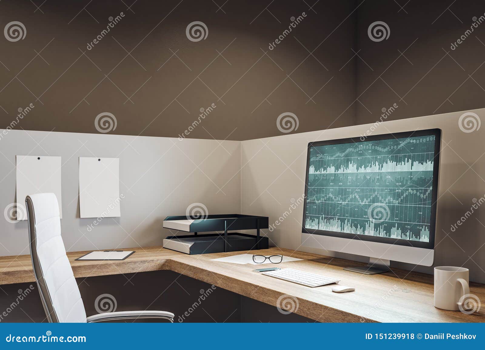 Contemporary Office with Forex on Computer Stock Illustration ...