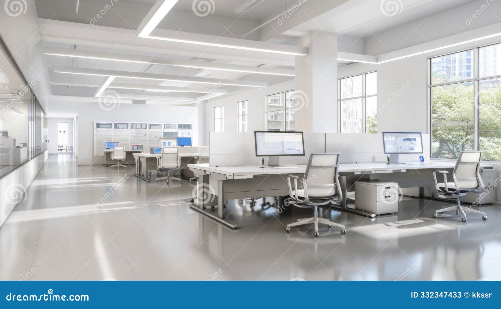 Contemporary Office with Interactive Whiteboards and Digital Screens ...