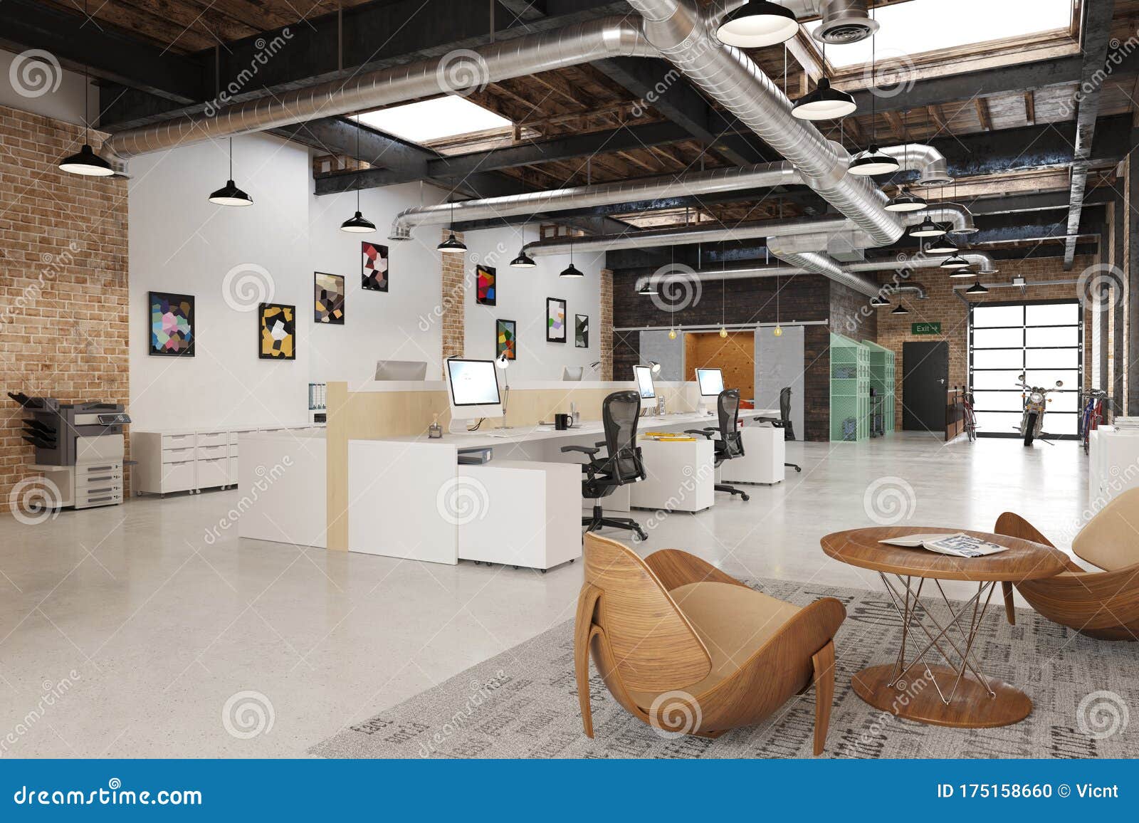 Contemporary office design stock illustration. Illustration of indoors ...