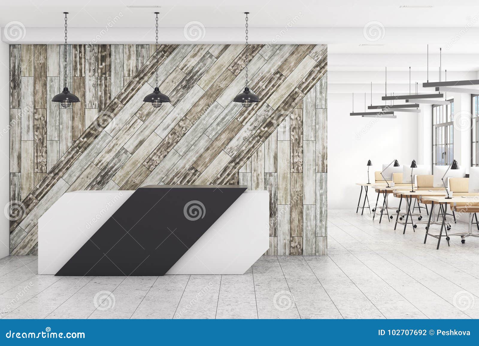 Contemporary Reception with Empty Wall Stock Illustration ...