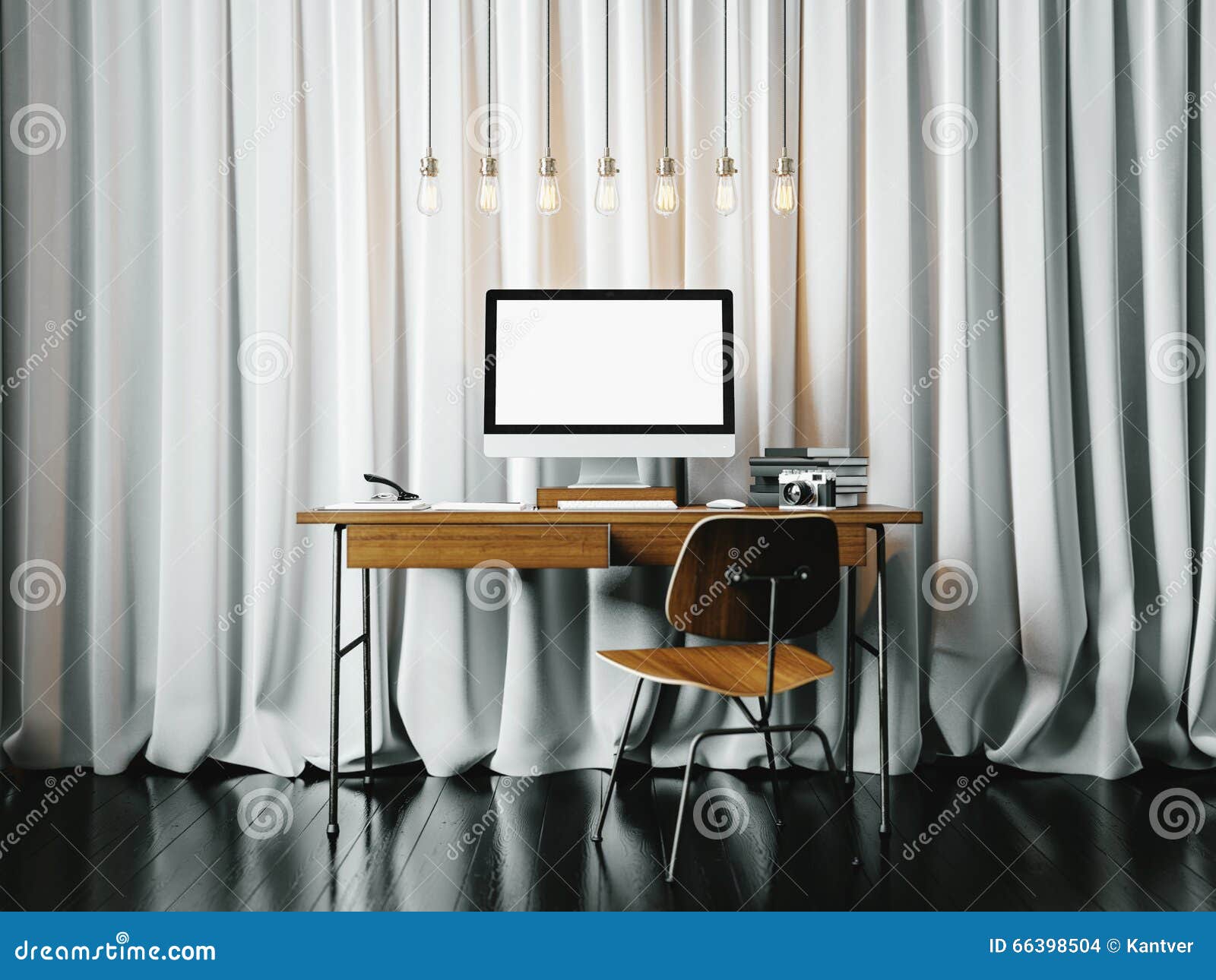 Contemporary Office Interior. Workspace in Loft with Generic Design ...