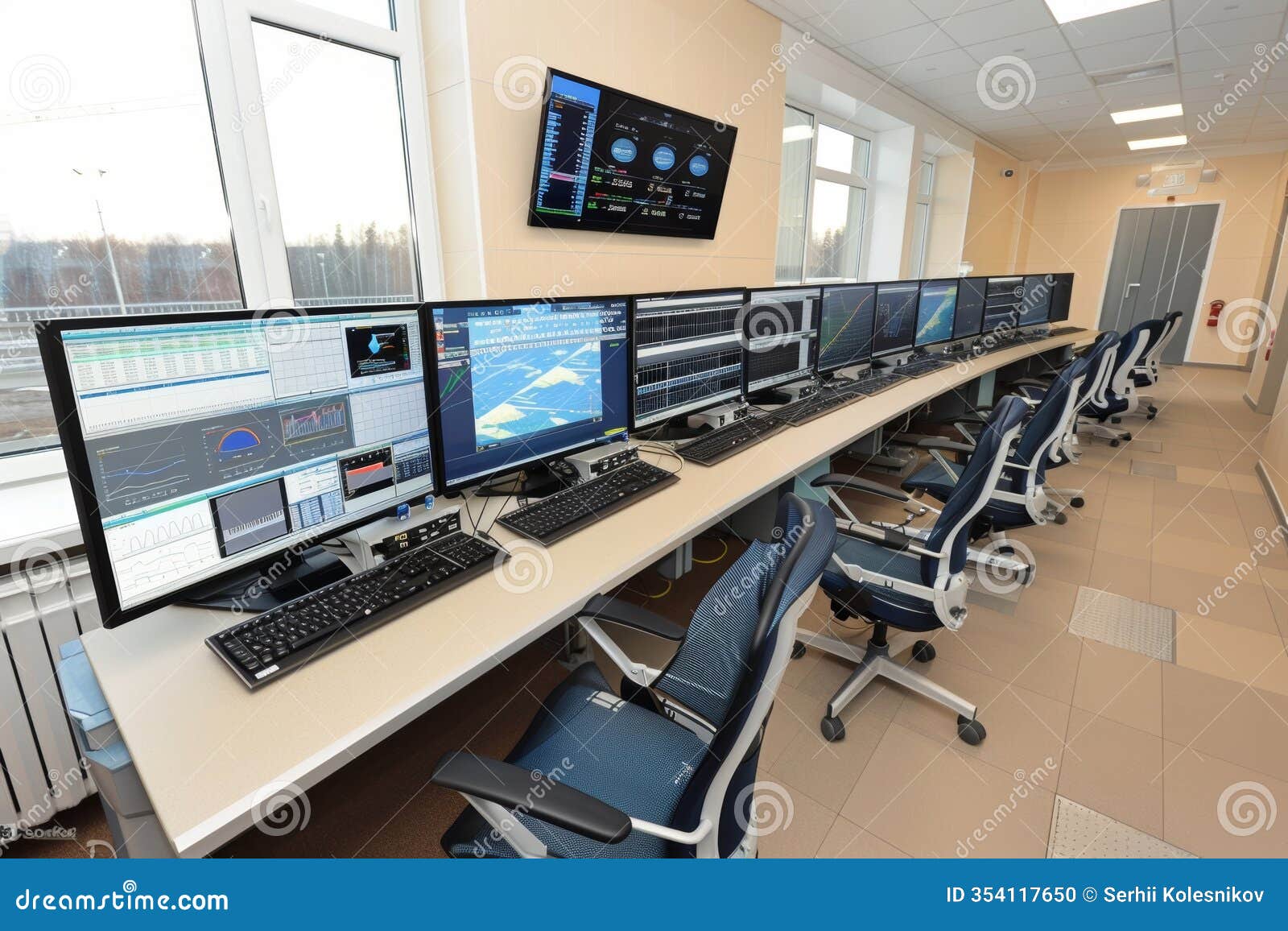 Contemporary Office Layout Featuring Desks with Computers Representing ...