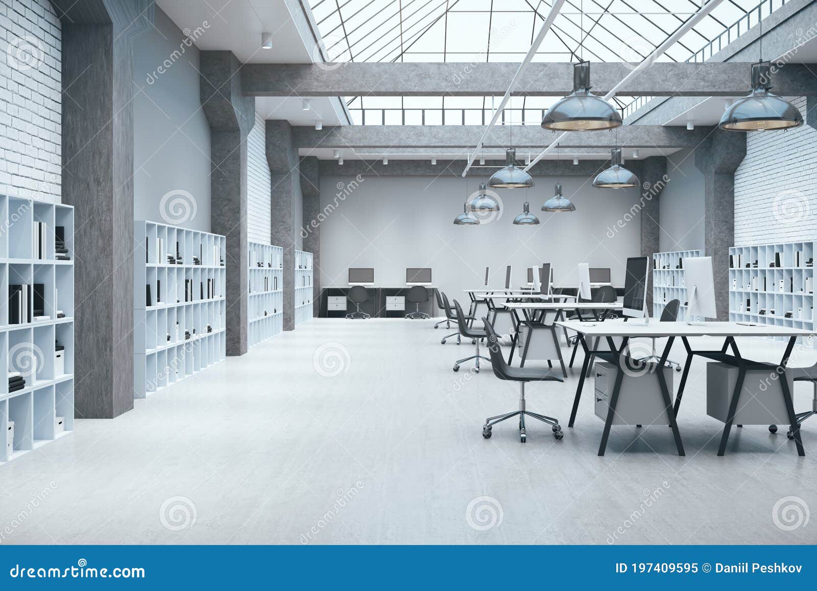 Contemporary Office in a Loft Style with Large Skylight Stock ...