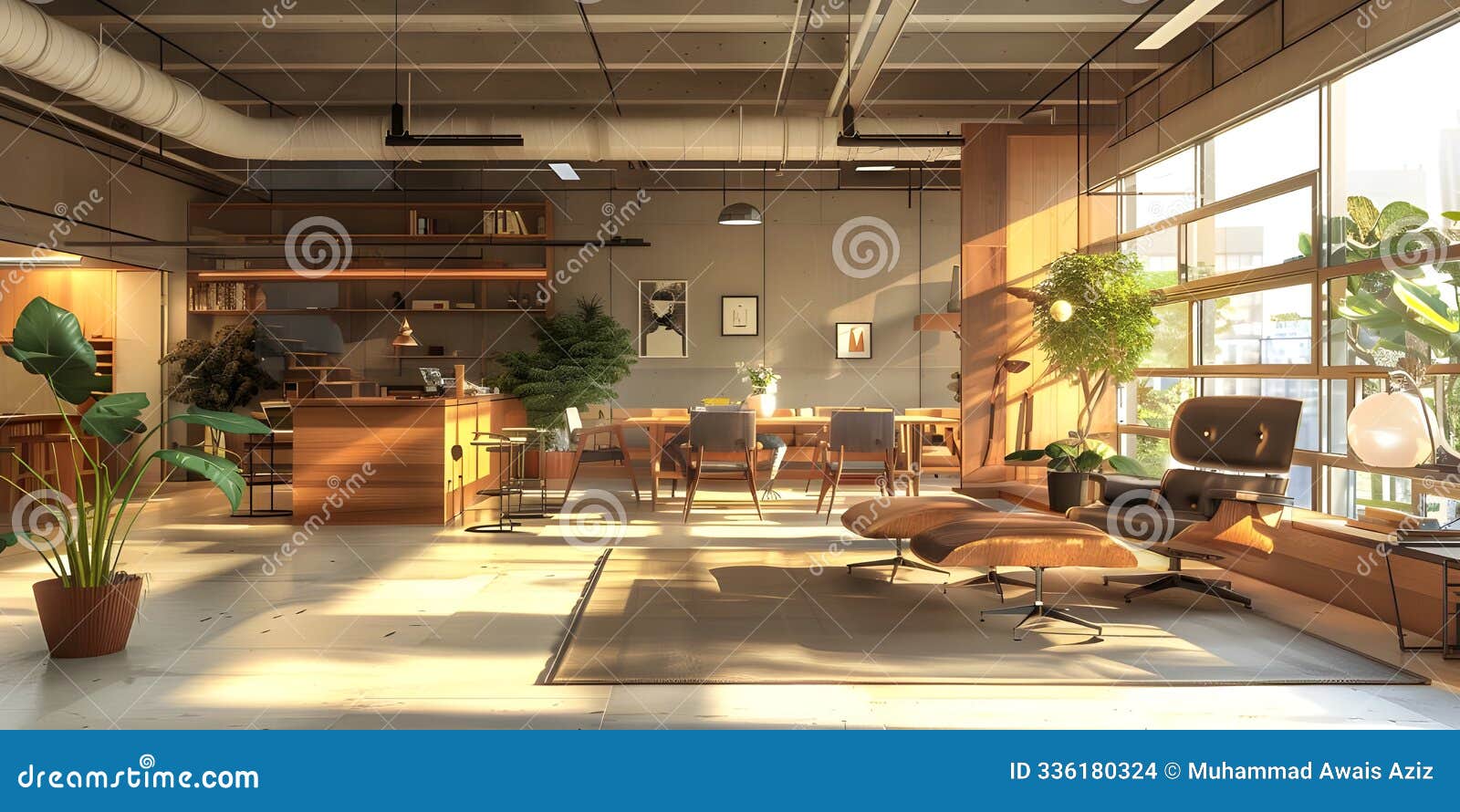 Contemporary Open Concept Office Interior, Modern Workspace with Open ...