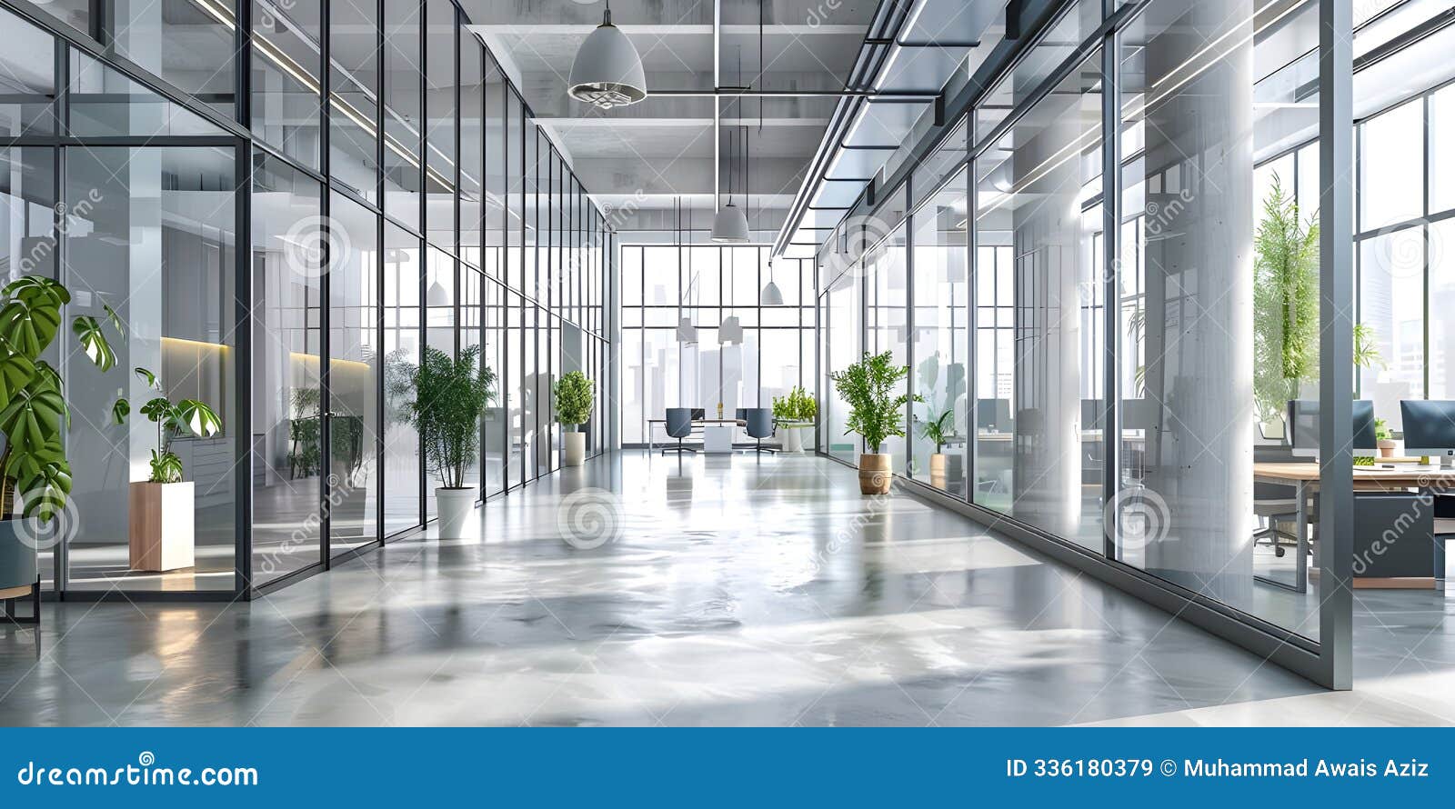 Contemporary Open Concept Office Interior, Modern Workspace with Open ...