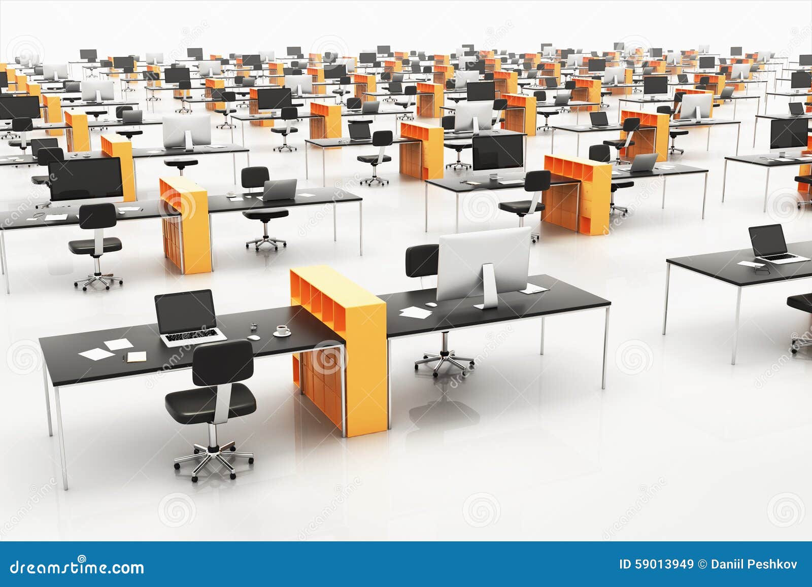 Contemporary Open Space Office Stock Illustration - Illustration of ...