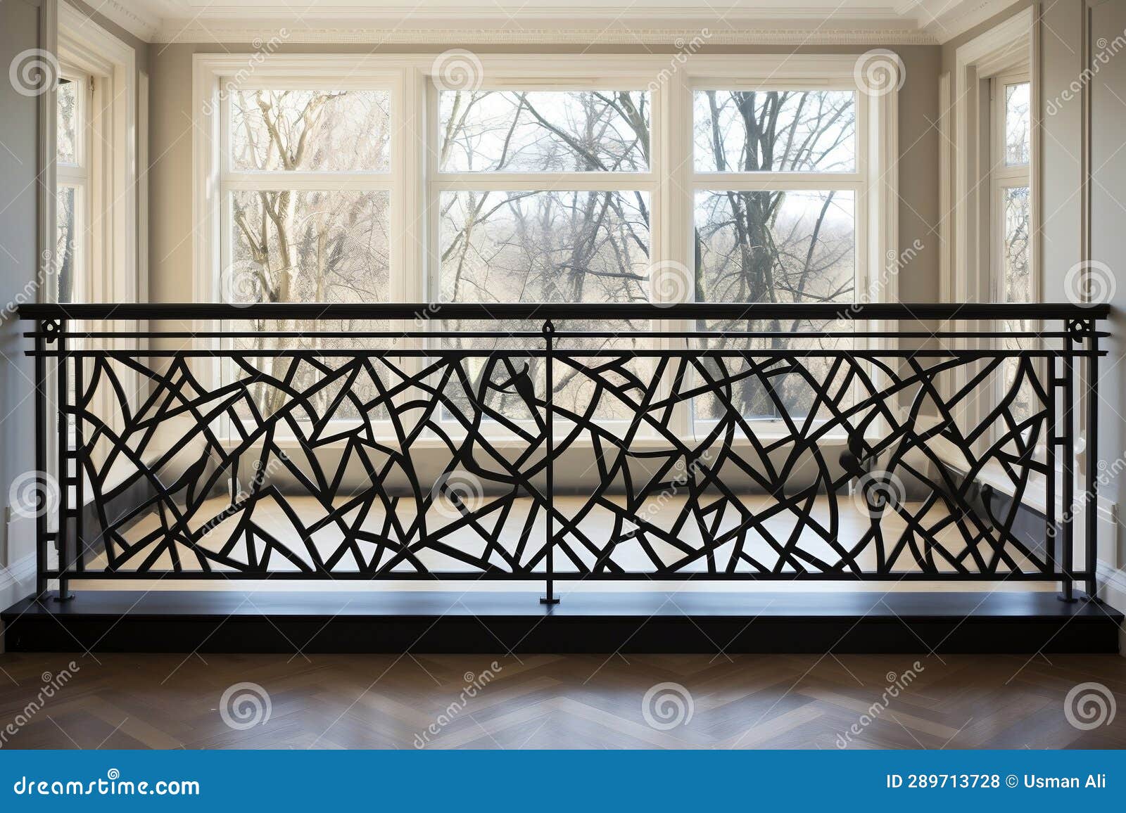 Contemporary Openwork Iron Railings. AI Stock Illustration ...